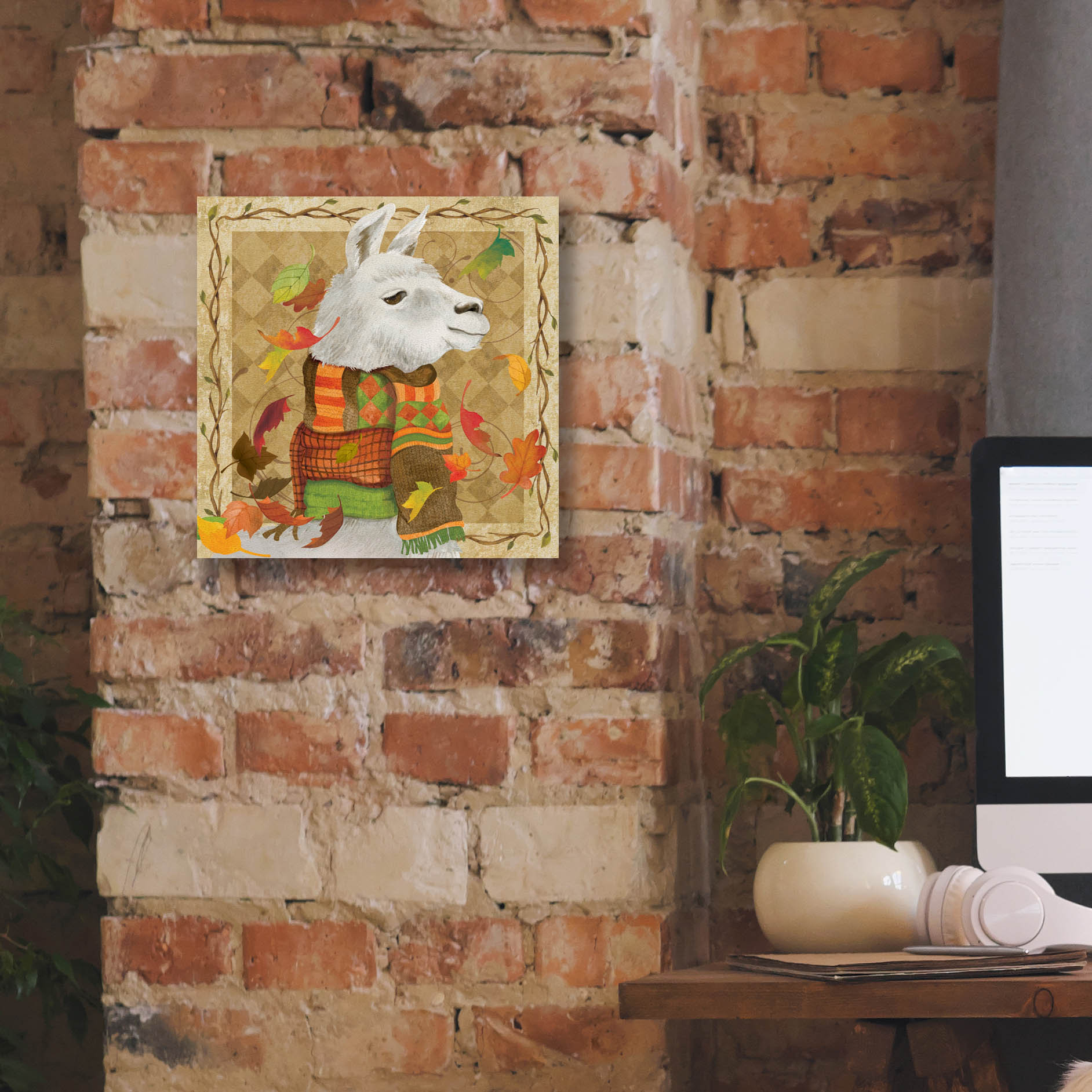 Trinx 'Fall Llama 2' by Fiona Stokes-Gilbert Canvas Wall Art | Wayfair
