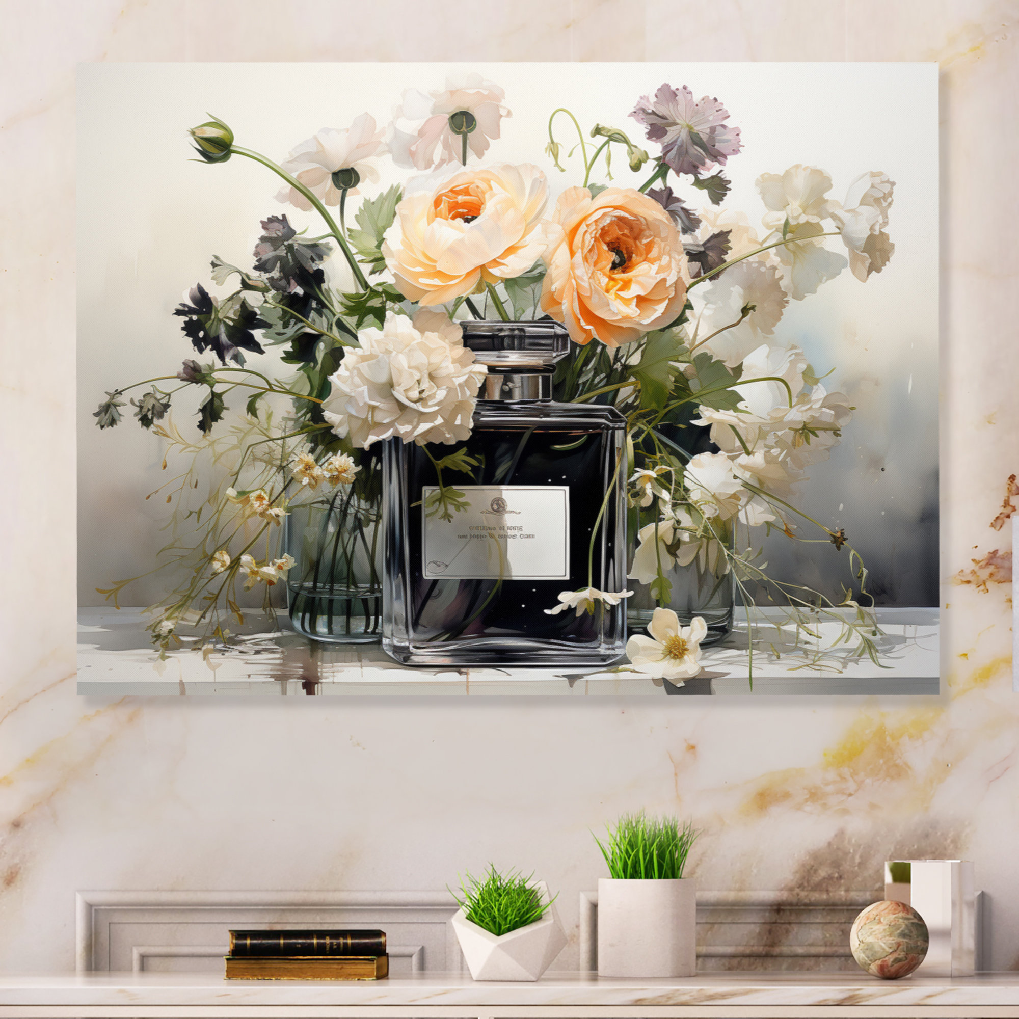 House of Hampton® Floral Perfume Vibrant Elegance II - Fashion Metal Wall Decor | Wayfair