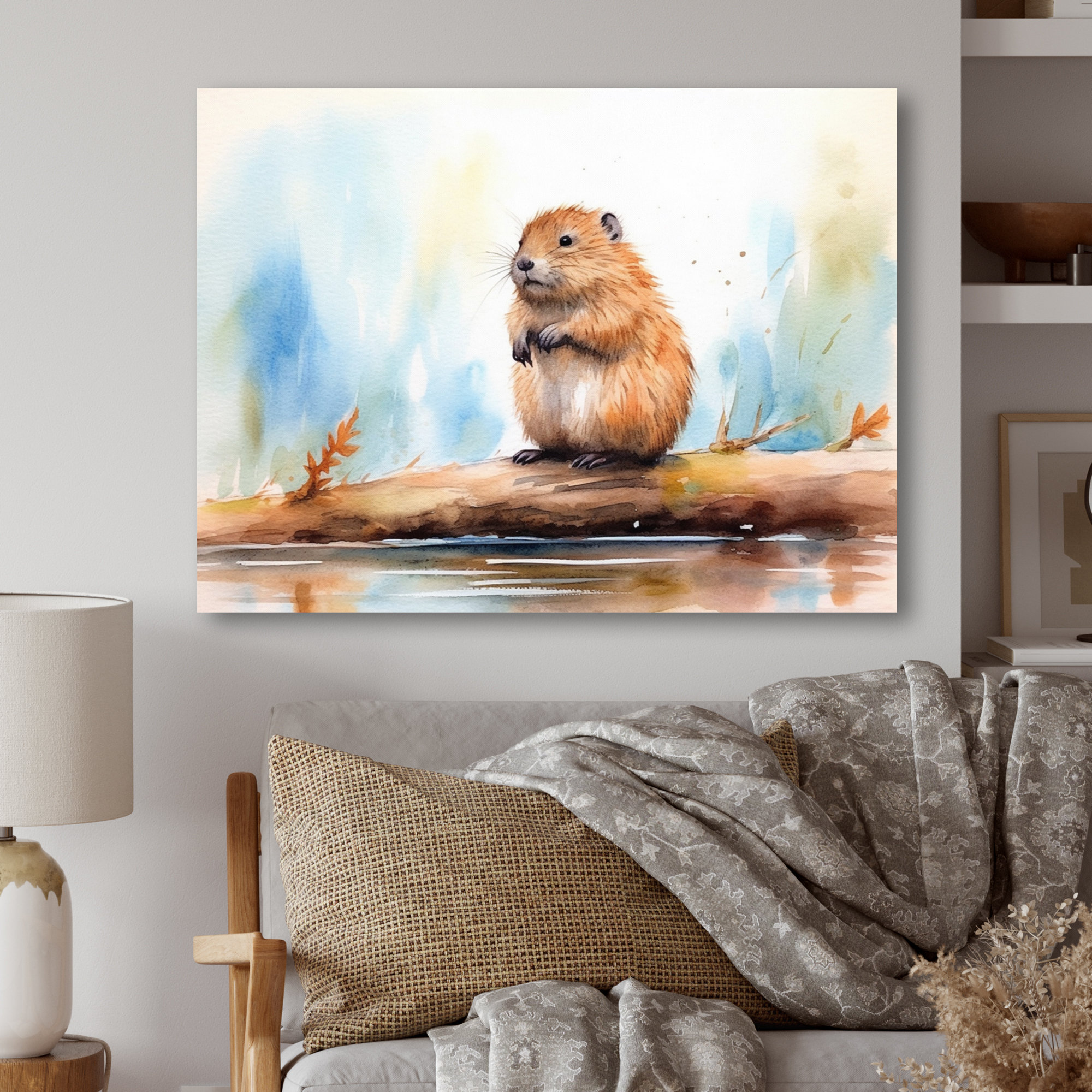 Millwood Pines Cute Beaver I - Animals Beaver Print on Metal | Wayfair