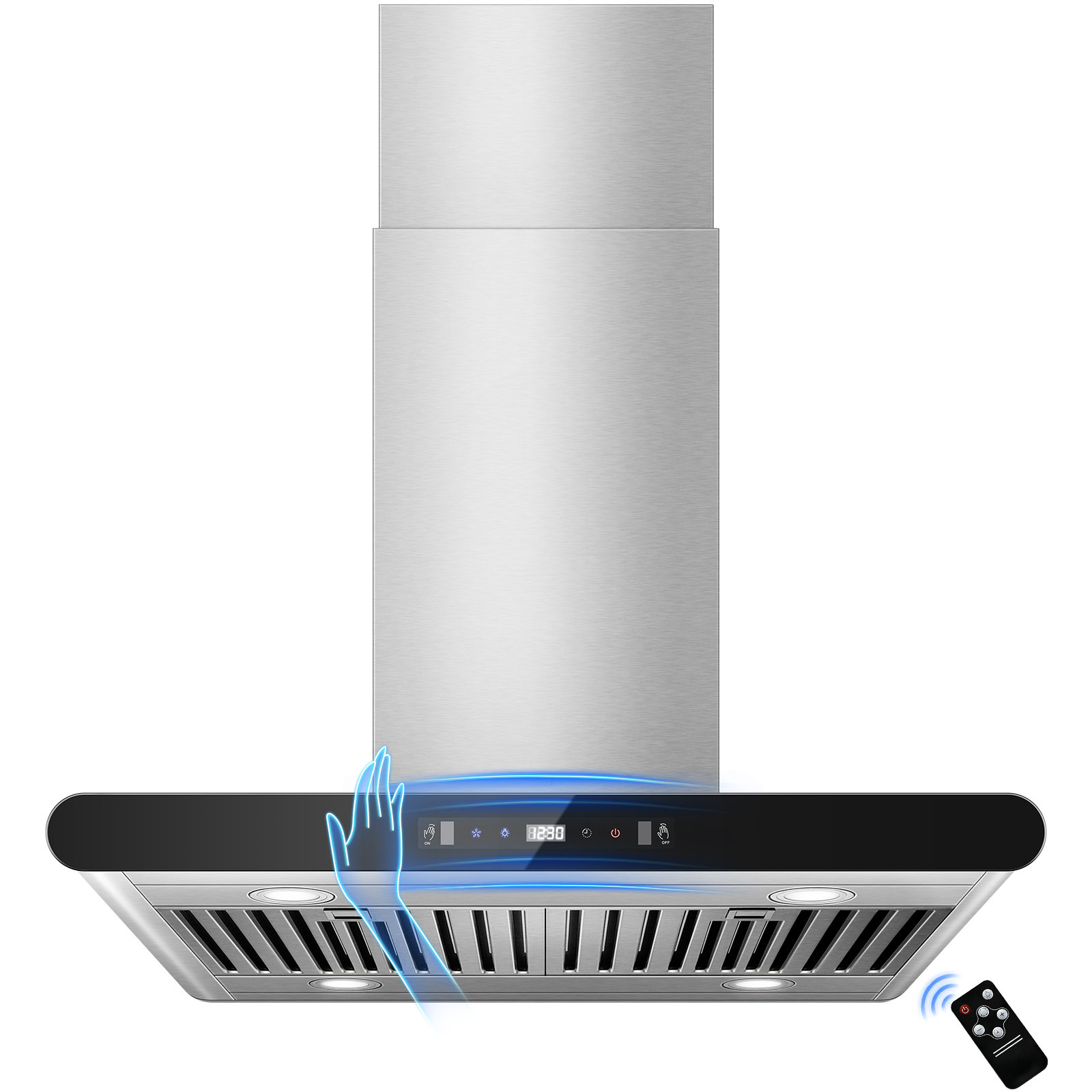 JOEAONZ Island Range Hood, 700 Cfm With 3-Speed Gesture Sensing & Touch ...
