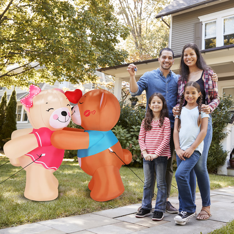 The Holiday Aisle® Valentine's Day Kiss Couple Bear Inflatable ...