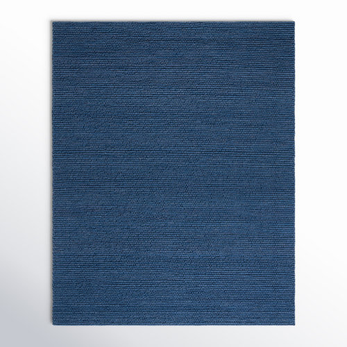 Birch Lane™ Amira Solid Color Handwoven Wool/Cotton Area Rug in Navy ...