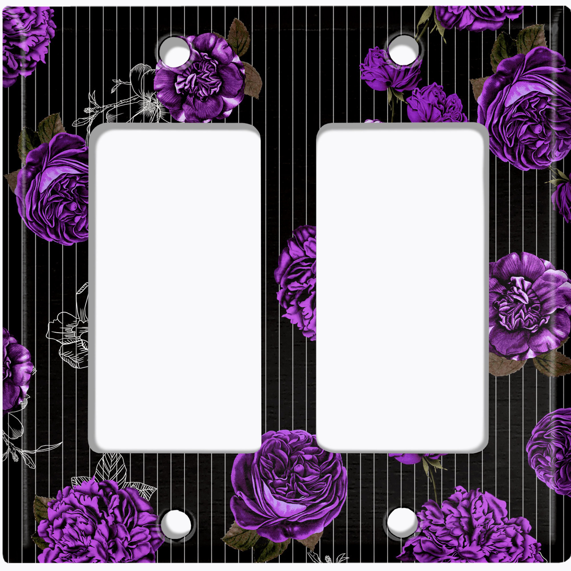 WorldAcc Metal Light Switch Plate Outlet Cover (Purple Roses Flowers ...