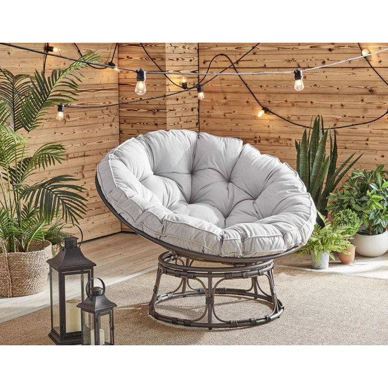 Dakota Fields Outdoor moon chair with light grey cushion | Wayfair