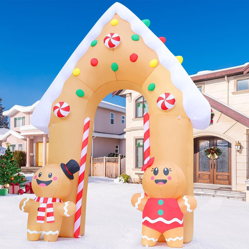 The Holiday Aisle® Christmas Inflatable 11.8 FT Gingerbread Archway ...