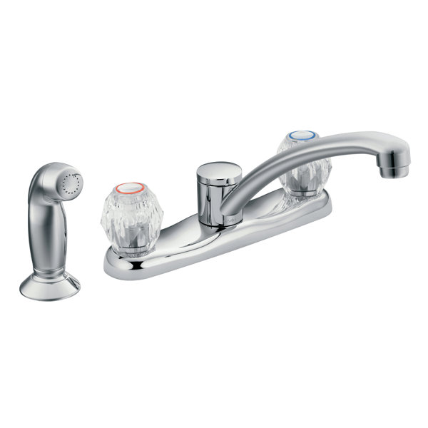 Moen Chateau Double Handle Kitchen Faucet With Side Spray | Wayfair
