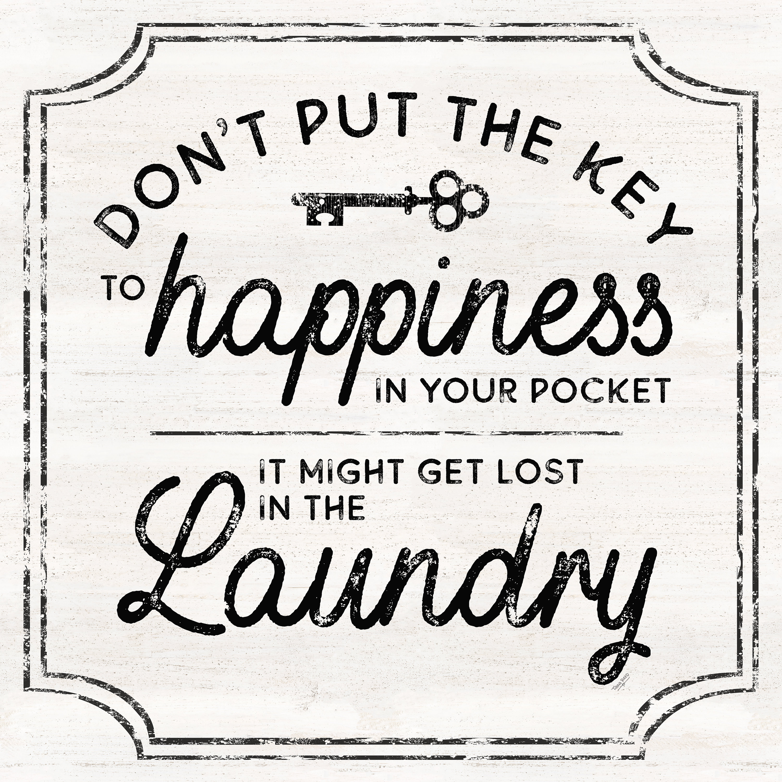 Trinx Aylena Laundry II-Key To Happiness On Canvas by Tara Reed Textual ...