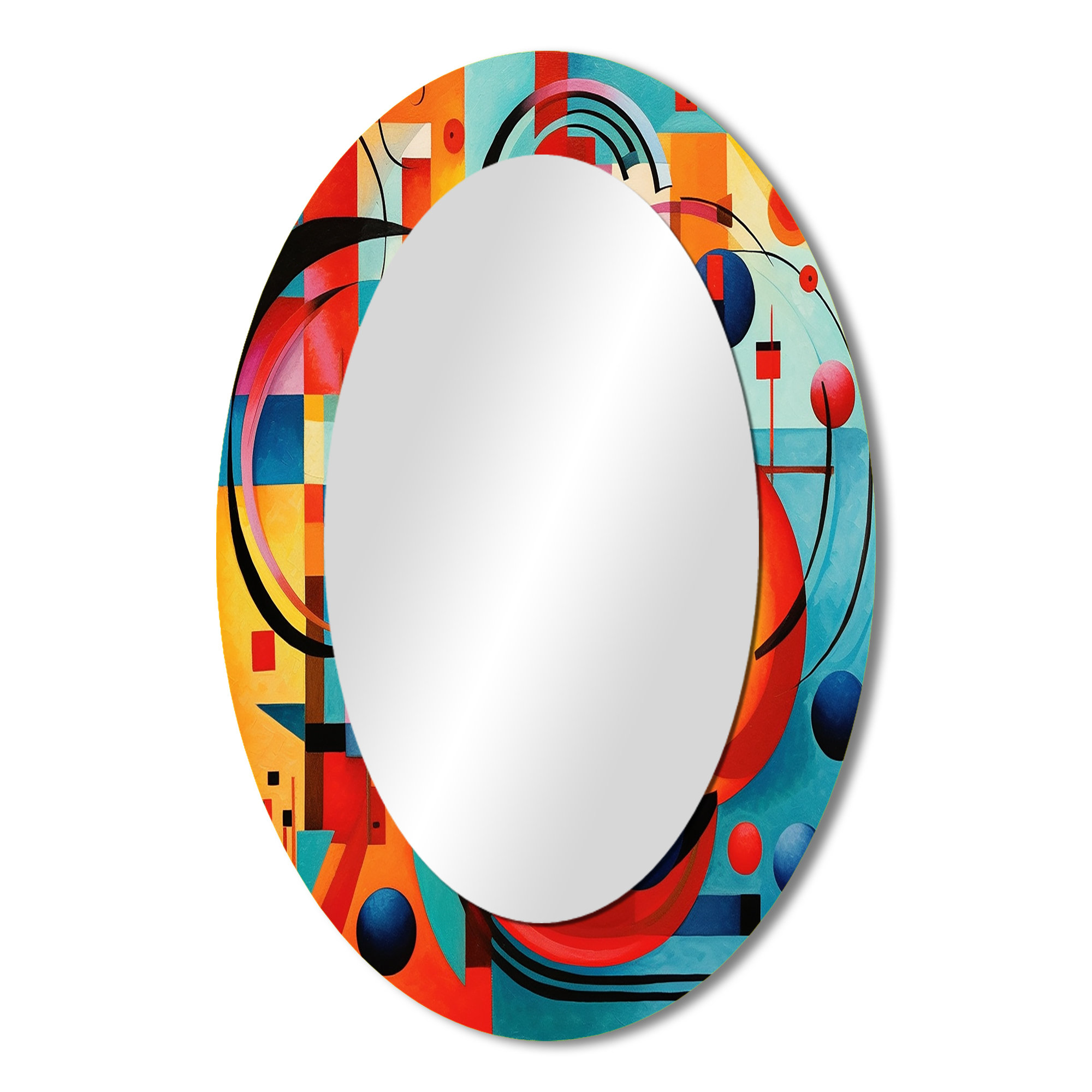 Dakota Fields Orange Blue Geometry Unleashed IV - Orange Oval Wall ...