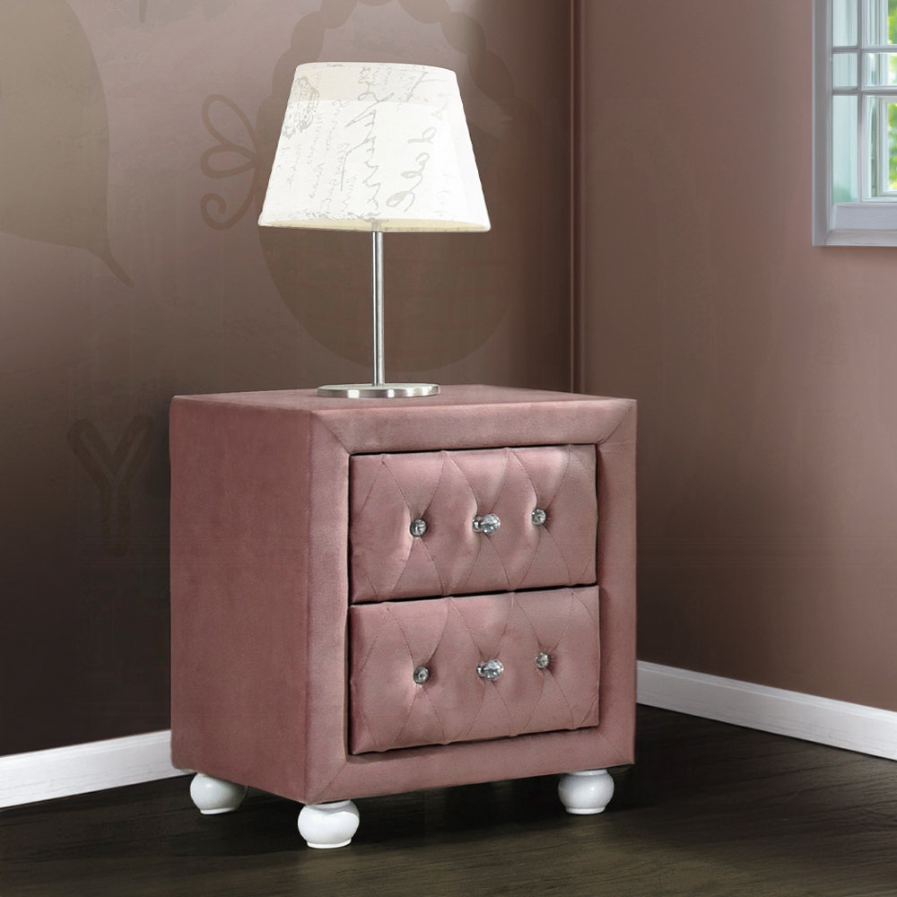 Mercer41 Nightstand, Pink Fabric - Wayfair Canada