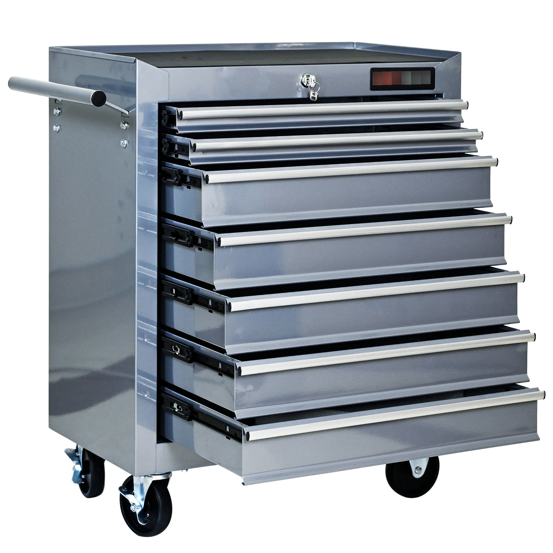 Ebern Designs 7 Drawers Workshop Tool Trolley In Blue, Multifunctional ...