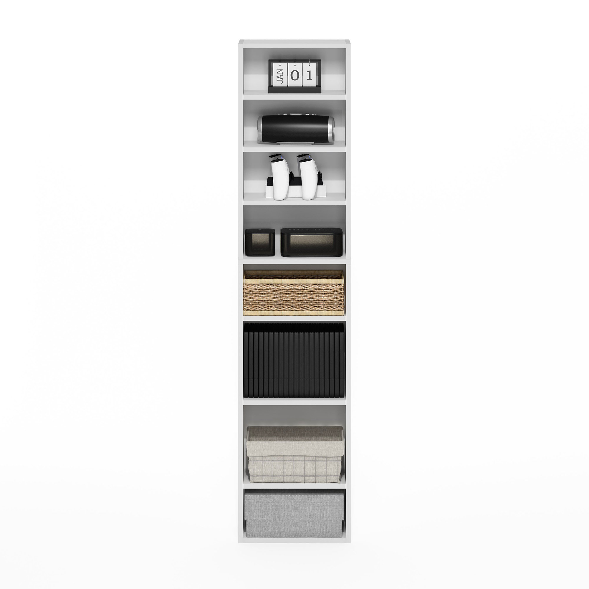 Ebern Designs Bowe 8-Tier Adjustable Shelves Multimedia Media Storage ...