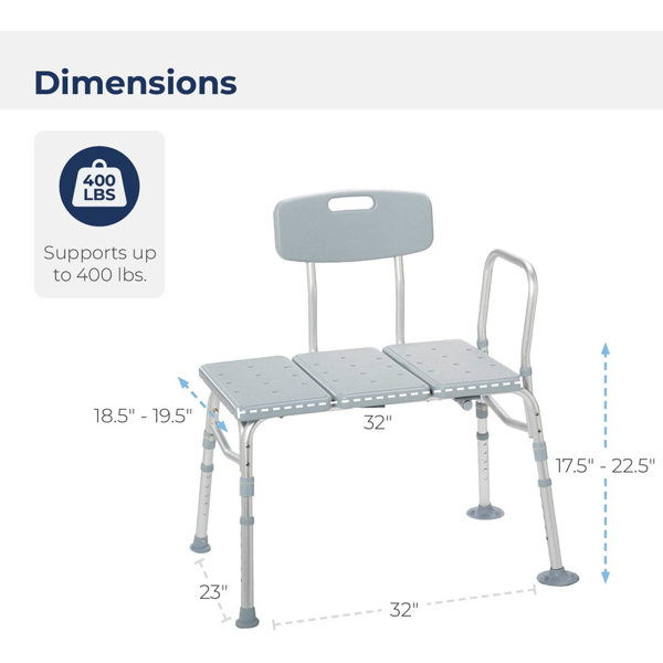 Symple Stuff Height Adjustable Shower Bench with Backrest, Shower Seat ...