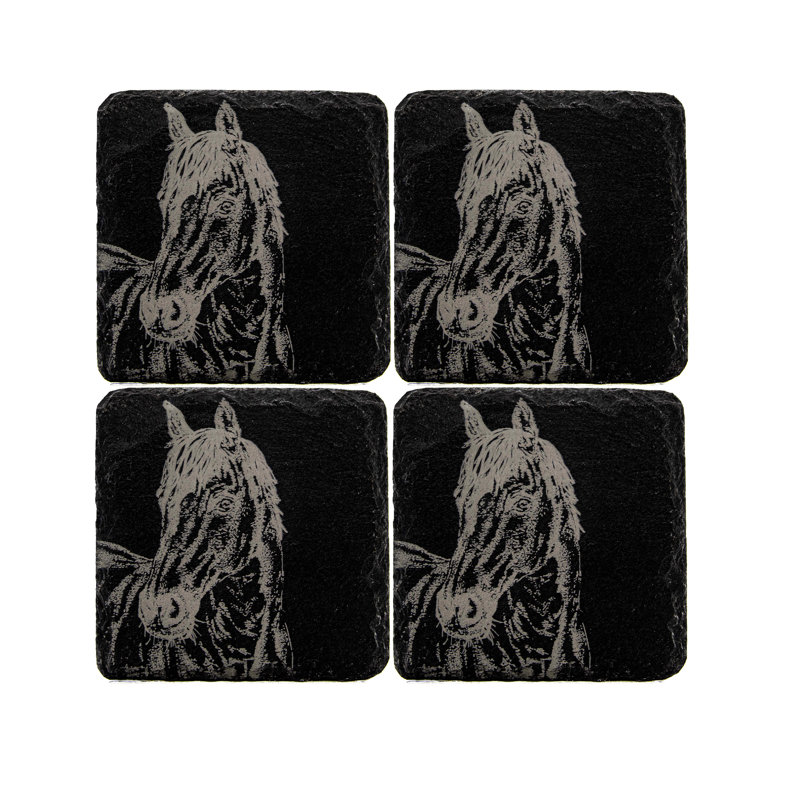 Selbrae House 4 Square Slate Coasters with Horse Design | Wayfair.co.uk