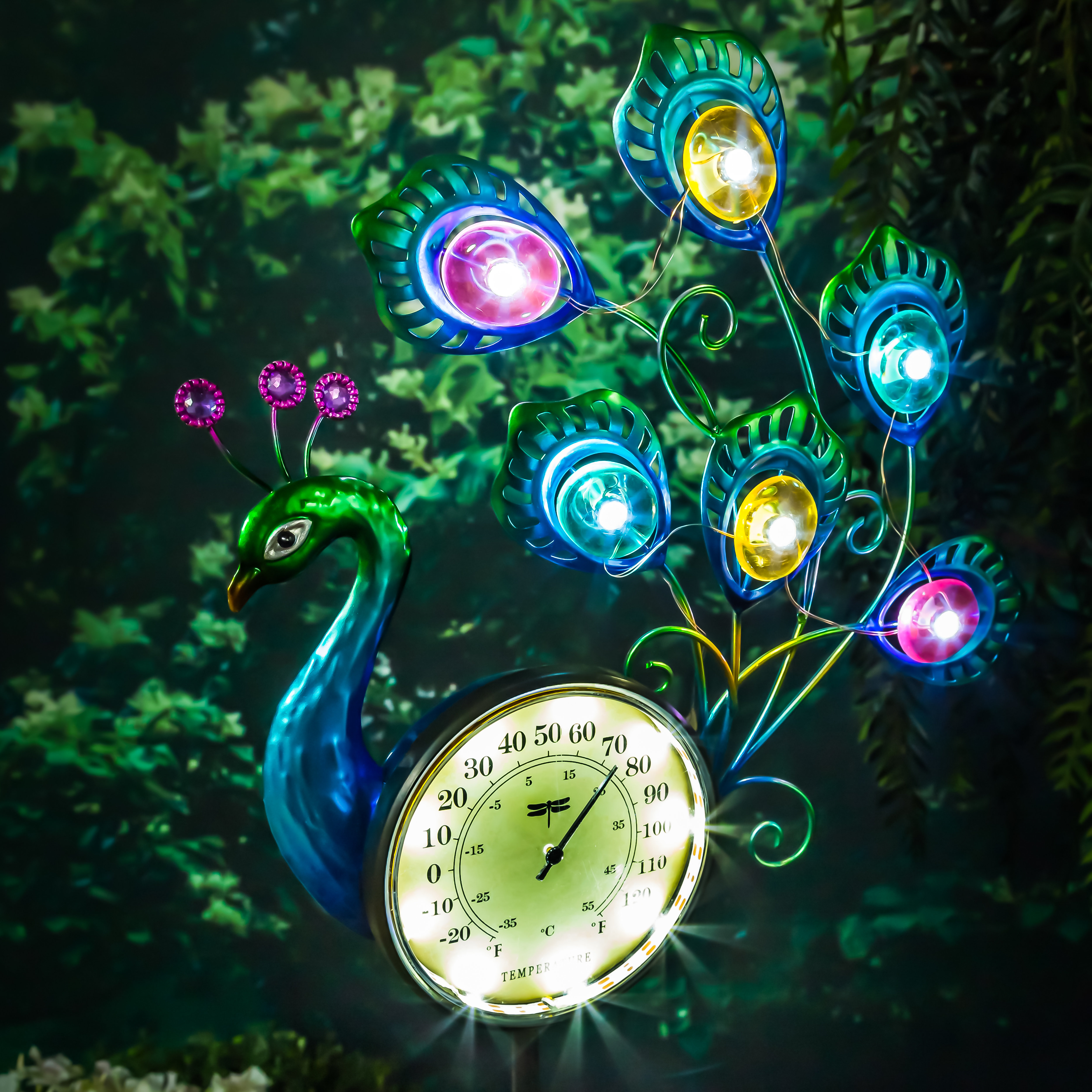 Freeport Park® Solar Peacock Thermometer Garden Stake & Reviews | Wayfair