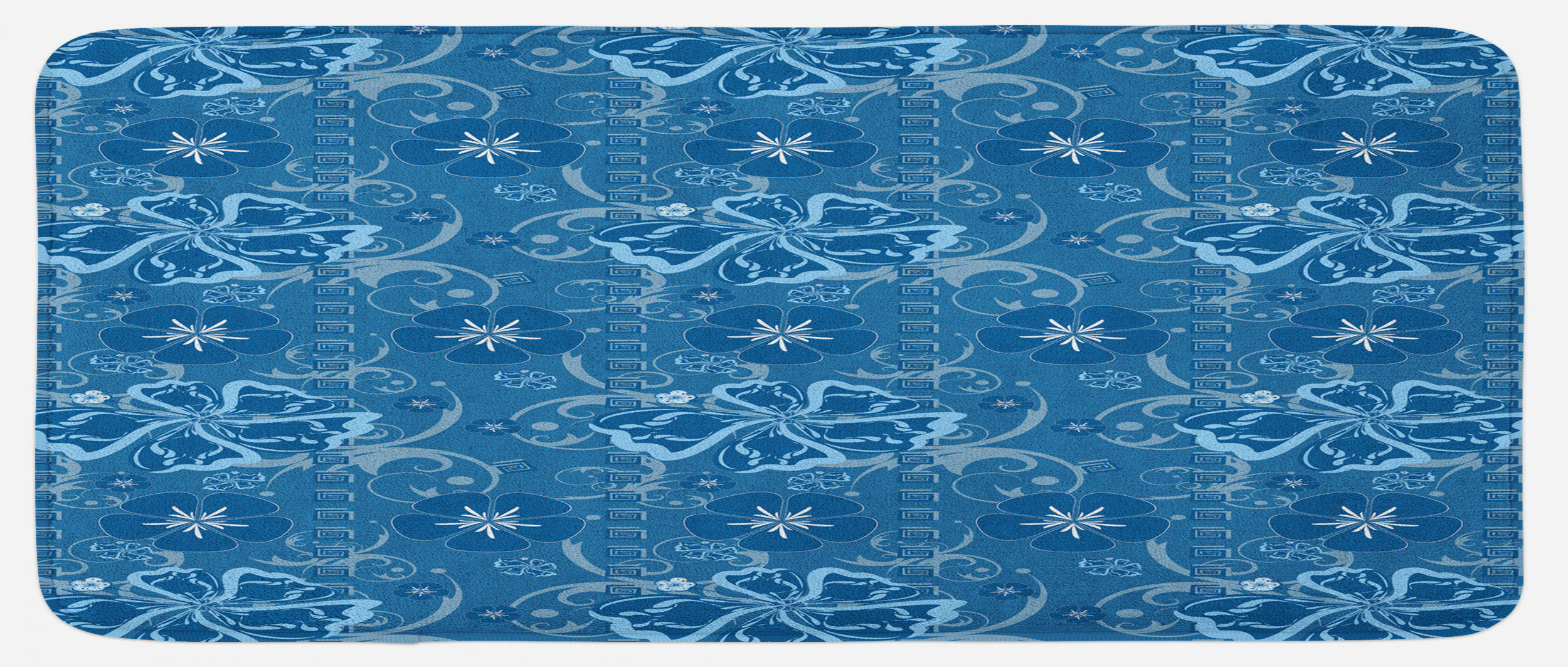 East Urban Home Polynesian Nature Inspired Blue Art Pattern With Floral ...