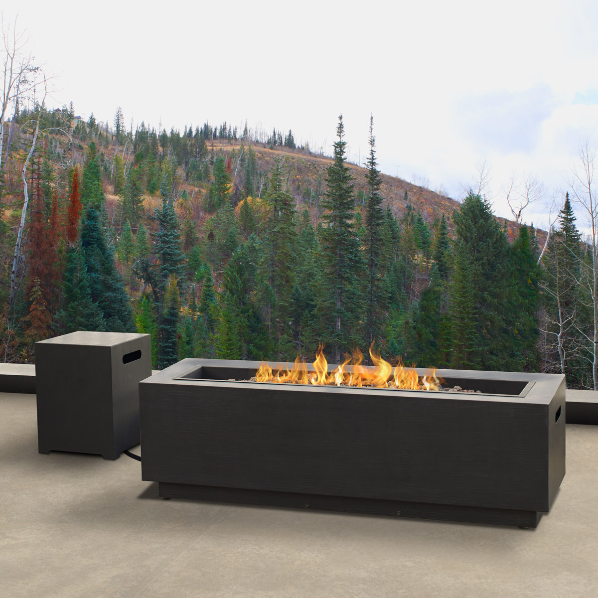 Real Flame Lanesboro Rectangle Propane Fire Table with Natural Gas ...