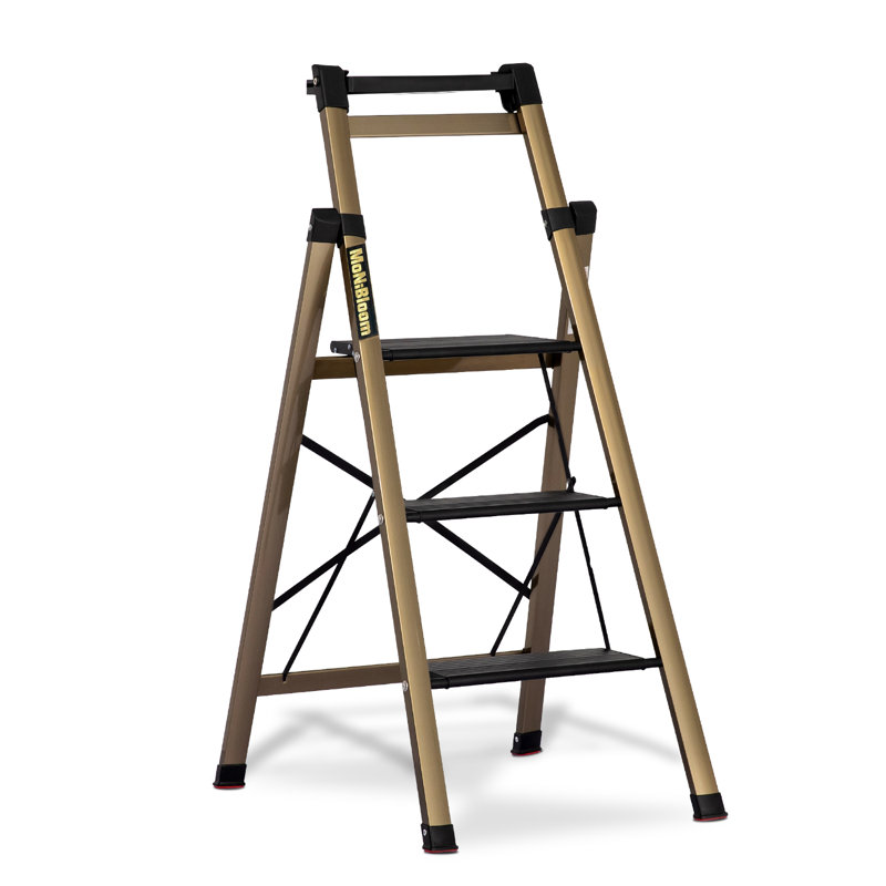 MoNiBloom Aluminum Alloy 3 Step Ladder With Tool Tray, Folding Stool ...
