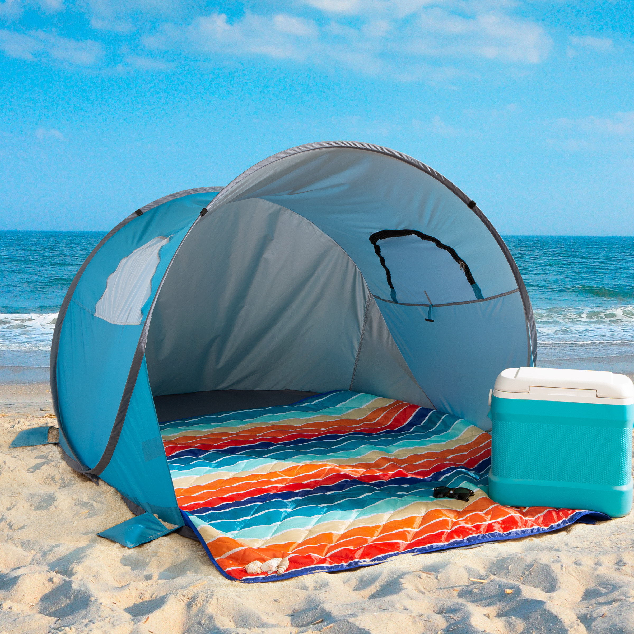 wakeman Pop Up Beach Tent - Fits 2-3 People - Sun Shelter with UV ...