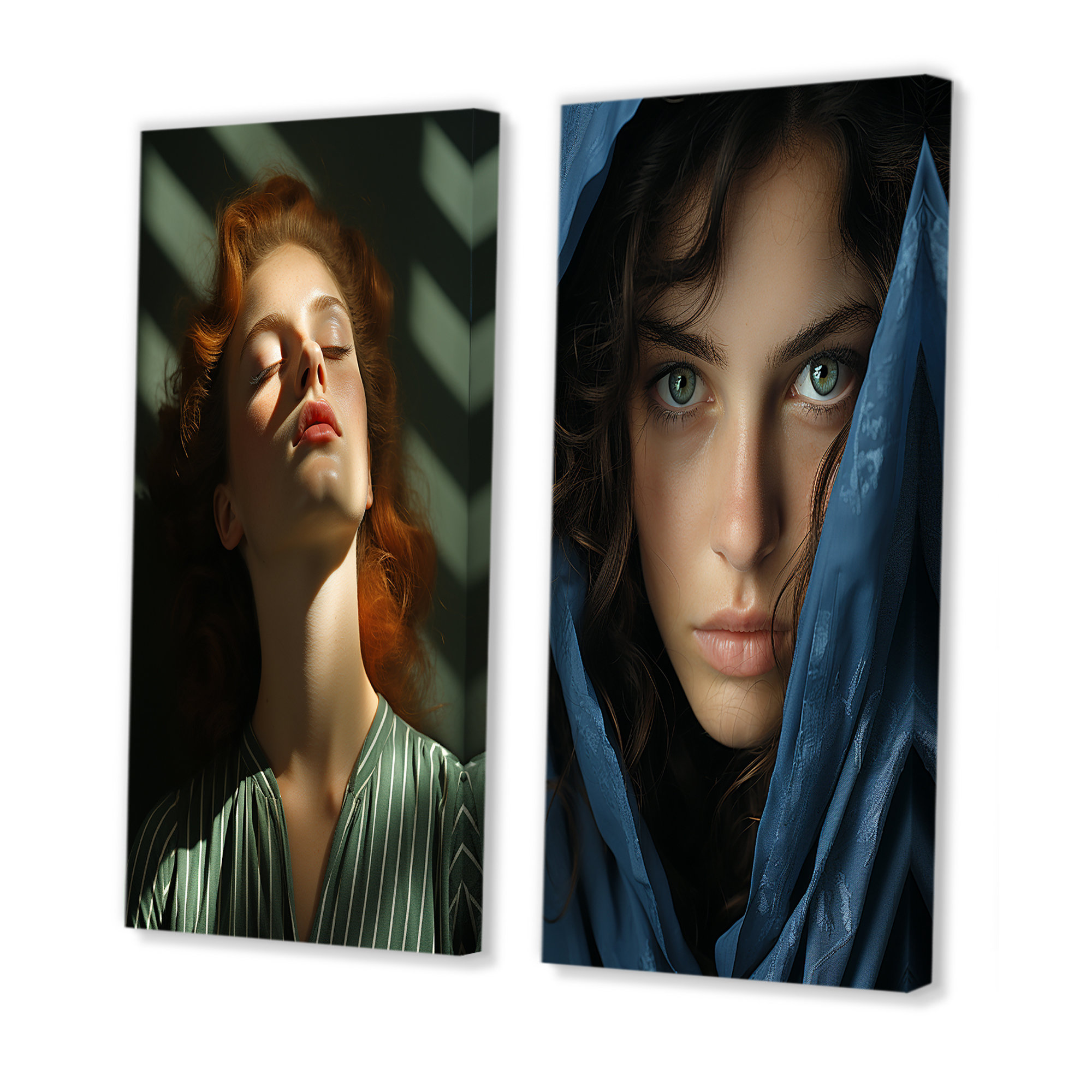 Mercer41 Woman Portrait Sapphire Scripts - Woman Wall Decor Set Of 2 ...