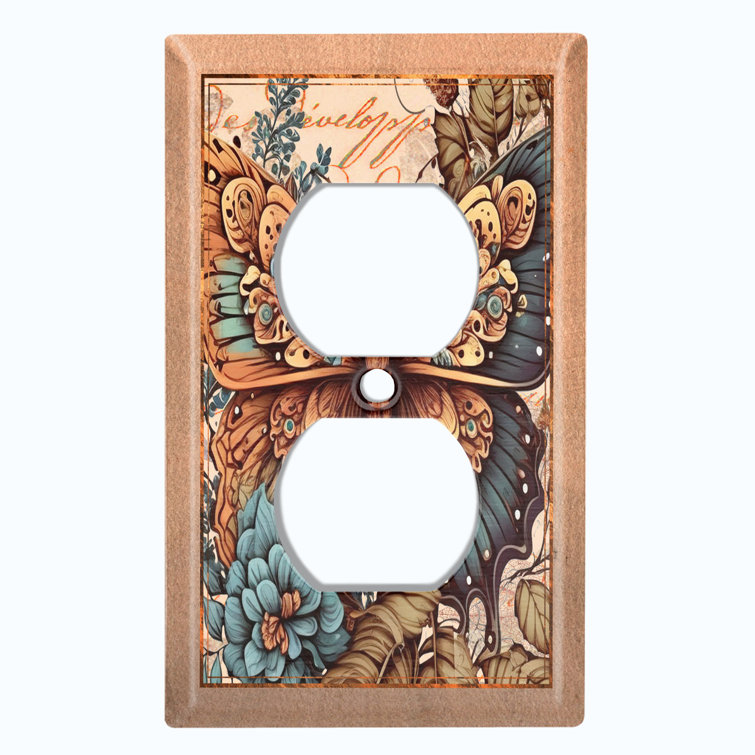WorldAcc Metal Light Switch Plate Outlet Cover (Faded Monarch Butterfly ...