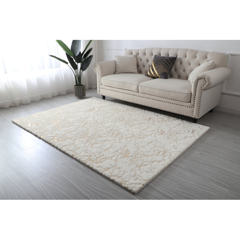 Mercer41 Brosy White Metallic Rug Carpet Modern | Wayfair