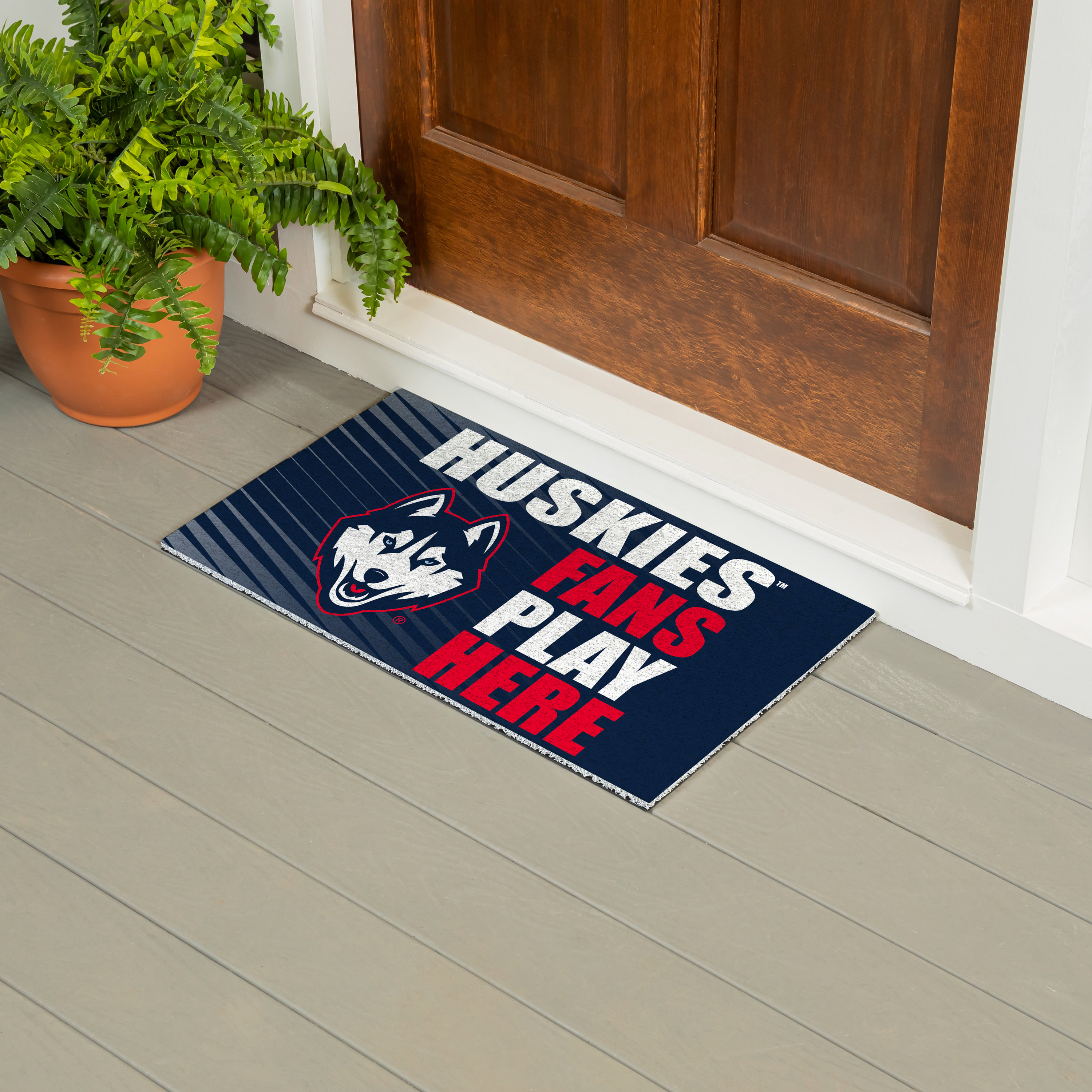 Ebern Designs University of Connecticut Fan PVC Mat, 28"x16" | Wayfair