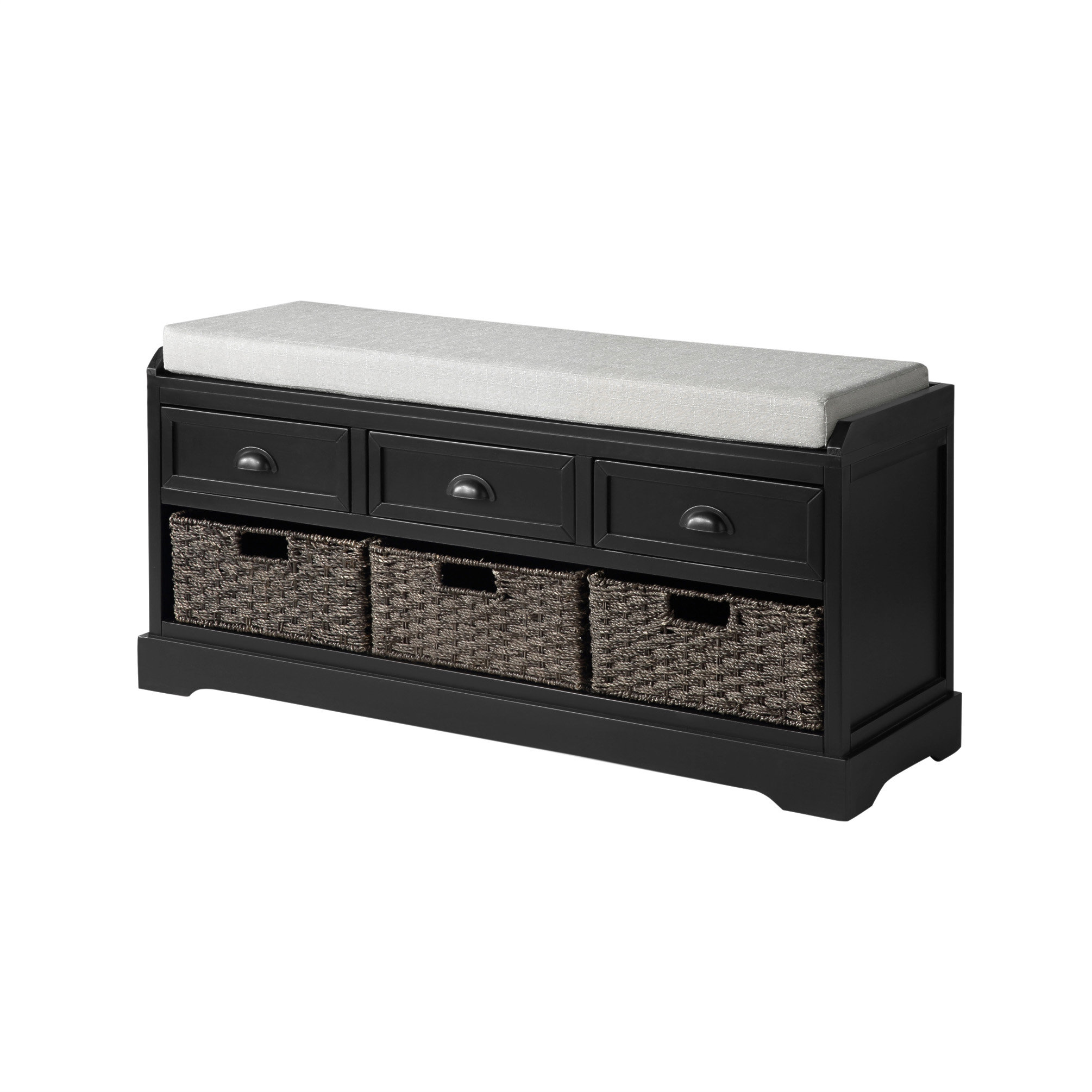 Gracie Oaks Versatile Wood Storage Bench With Cushion And Multiple ...