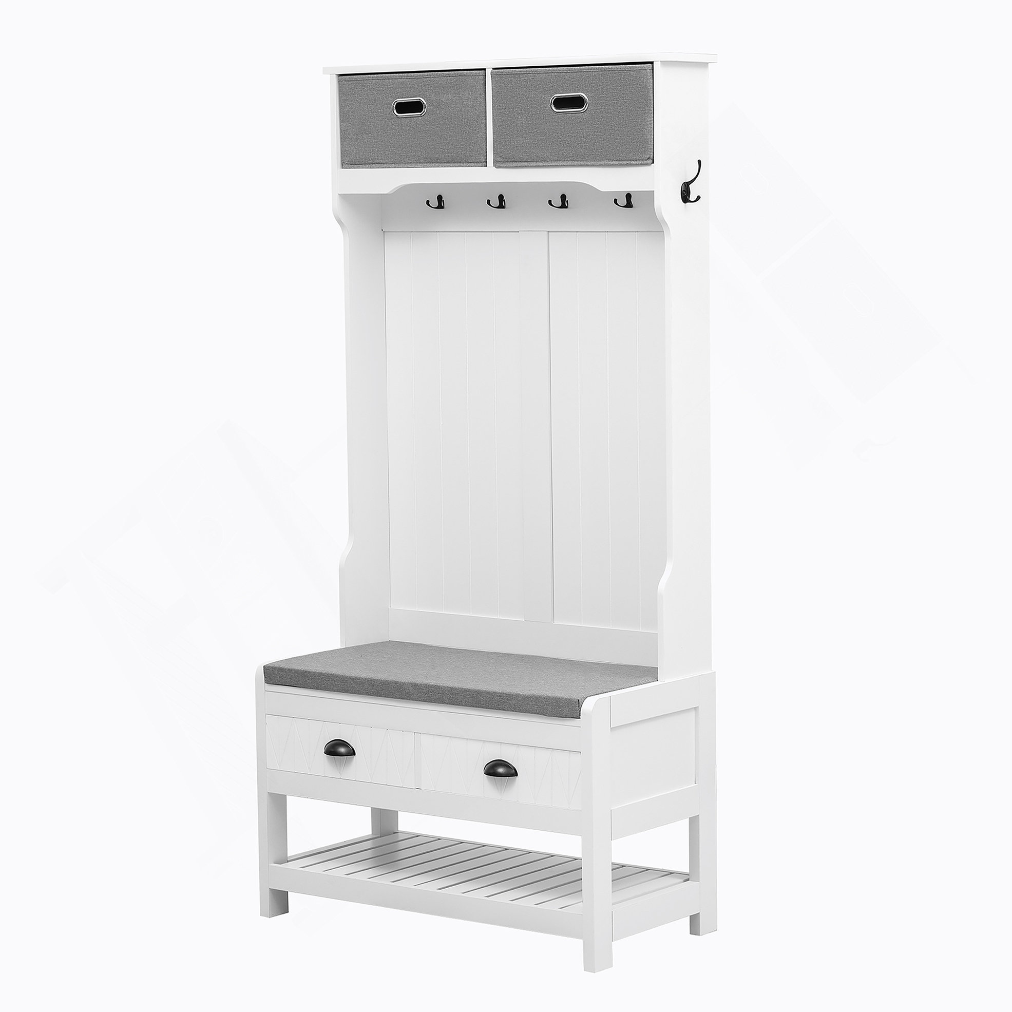 Ophelia & Co. White Hall Tree with Storage Bench, Shelves, Hooks in ...