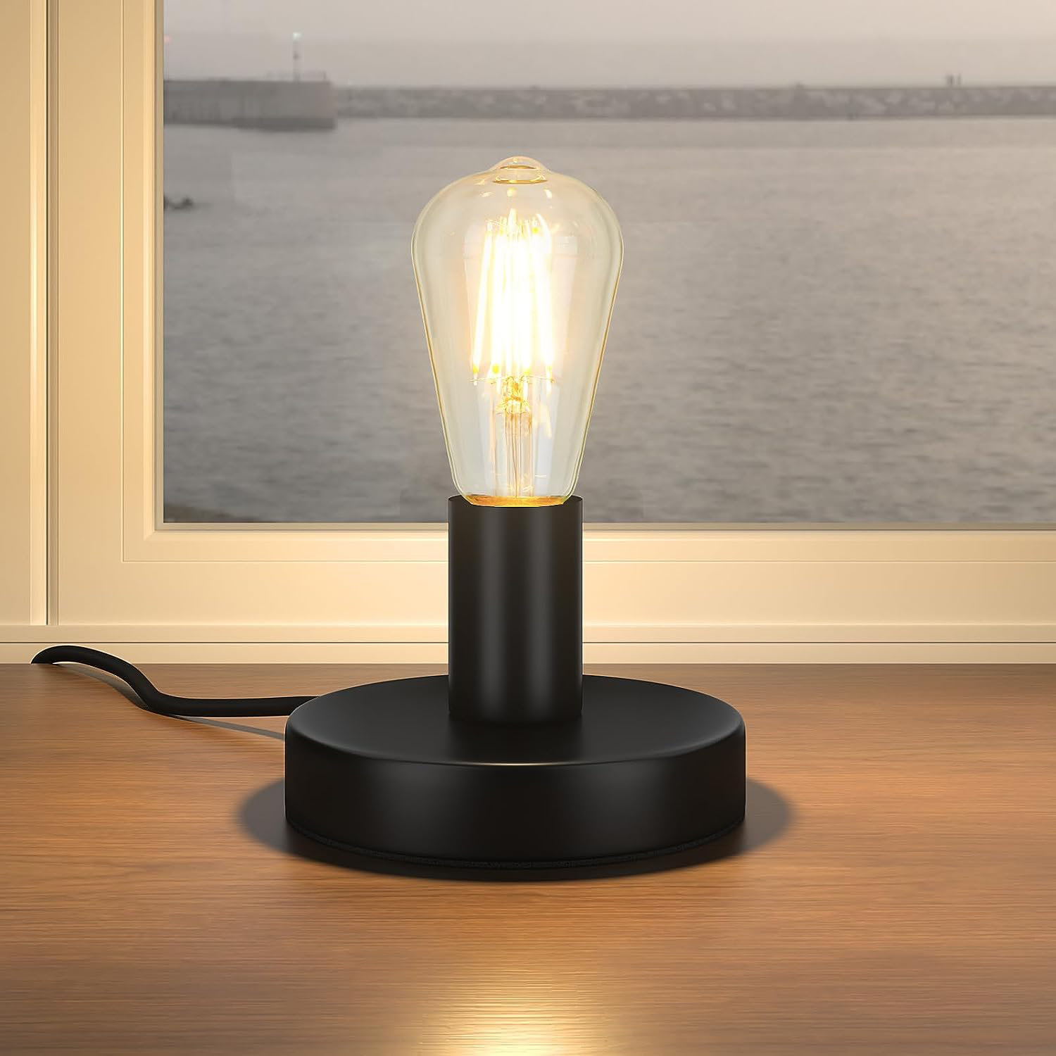 17 Stories Table Lamp Base, E26 E27 Black Mini Desktop Night Stand Light Without Shade, Small ...