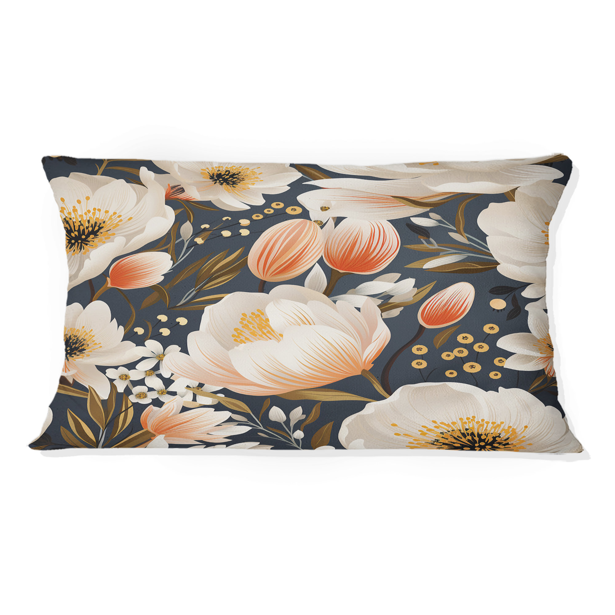 Design Art Beige Coastal Elegance Floral Pattern I - Floral Printed ...