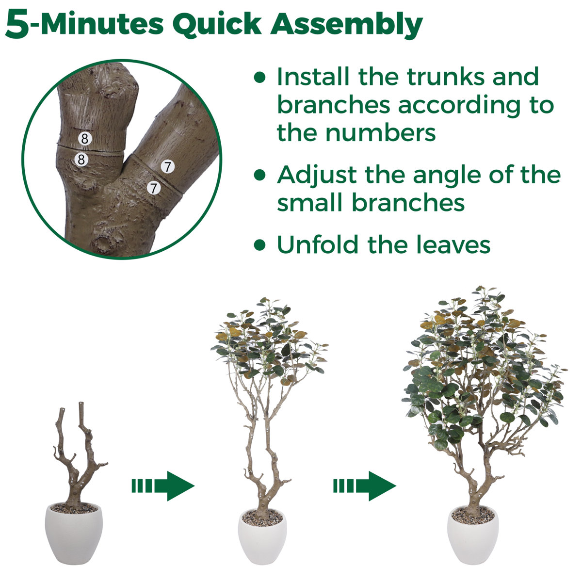 Primrue 7ft Artificial Tree With Planter, Faux Bodhi Tree, Ficus ...
