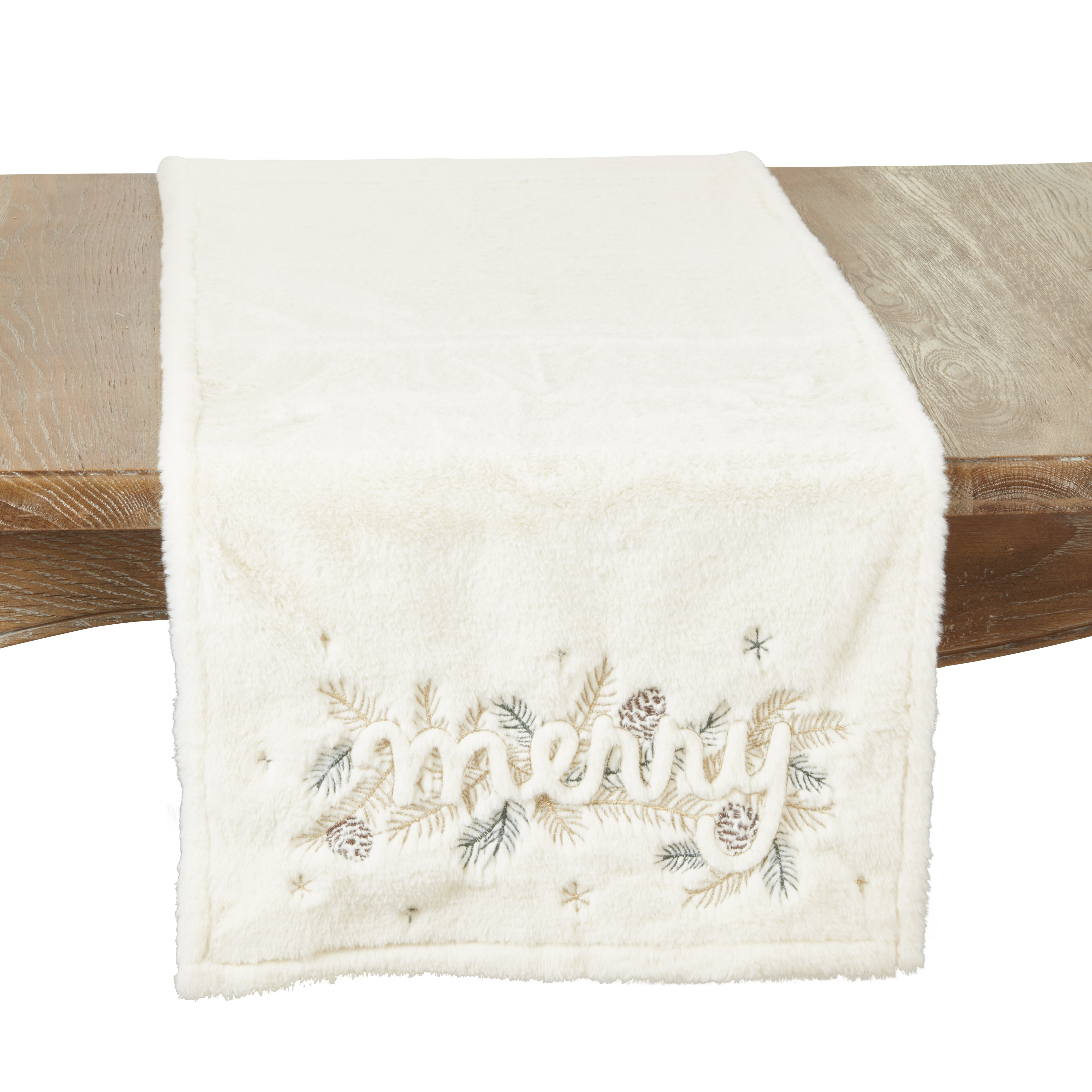 Saro Holiday Glamour Faux Fur Table Runner | Wayfair