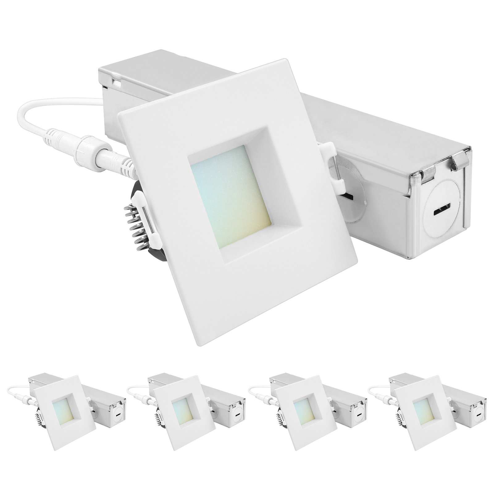Luxrite 2 Inch Square LED Recessed Ceiling Light With J-Box 8W 5CCT ...