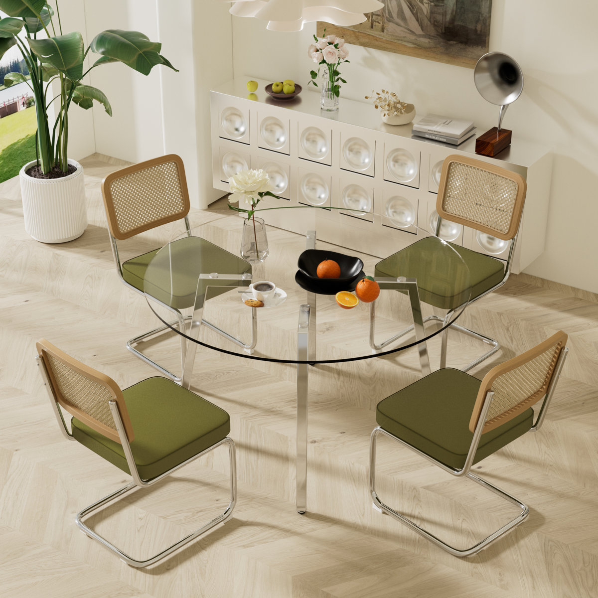Ivy Bronx 5-Piece Round Glass Top Dining Set & Reviews | Wayfair