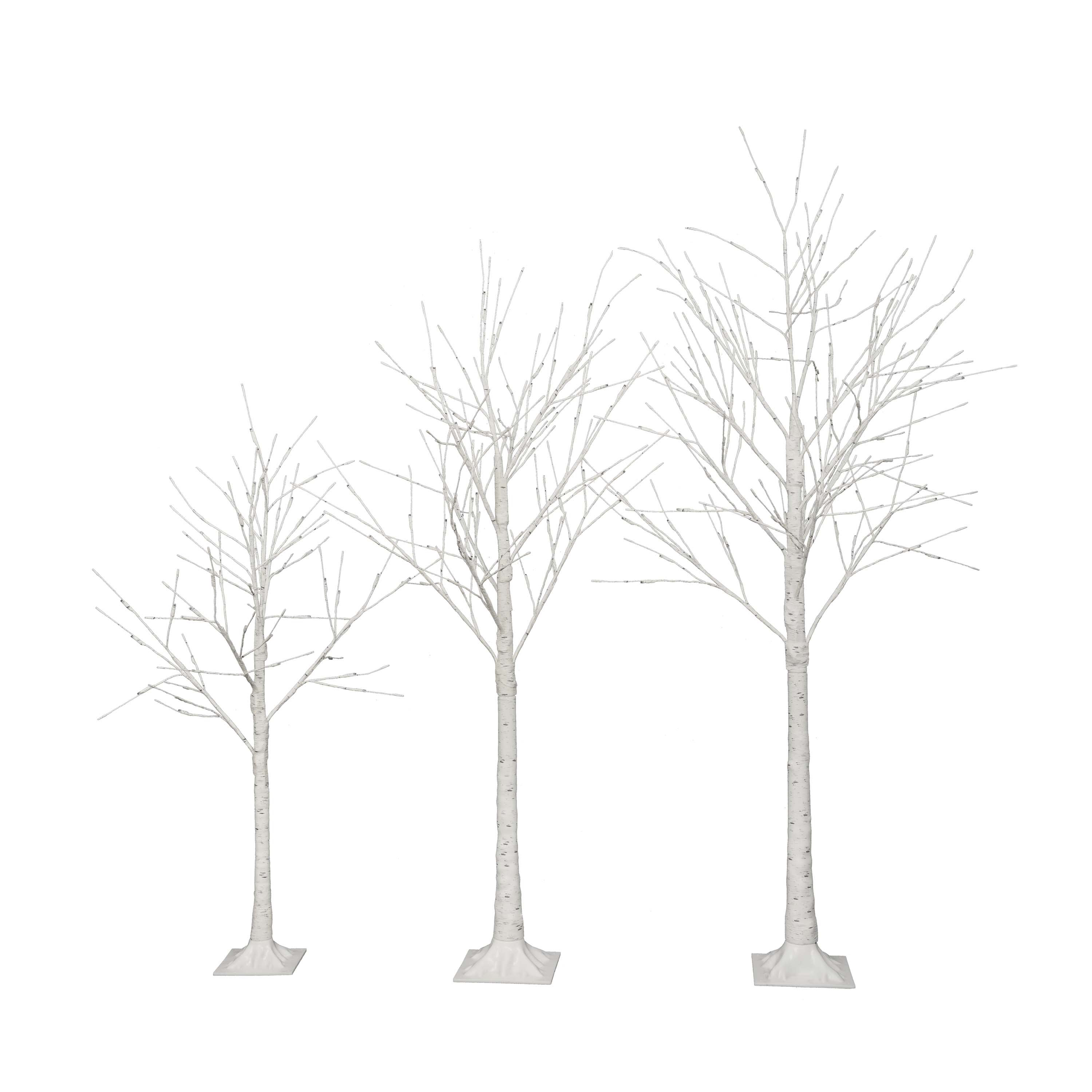 Ophelia & Co. Set of Lighted Birch Tree, 4FT 48 LED/5FT 72 LED/6FT 96 ...