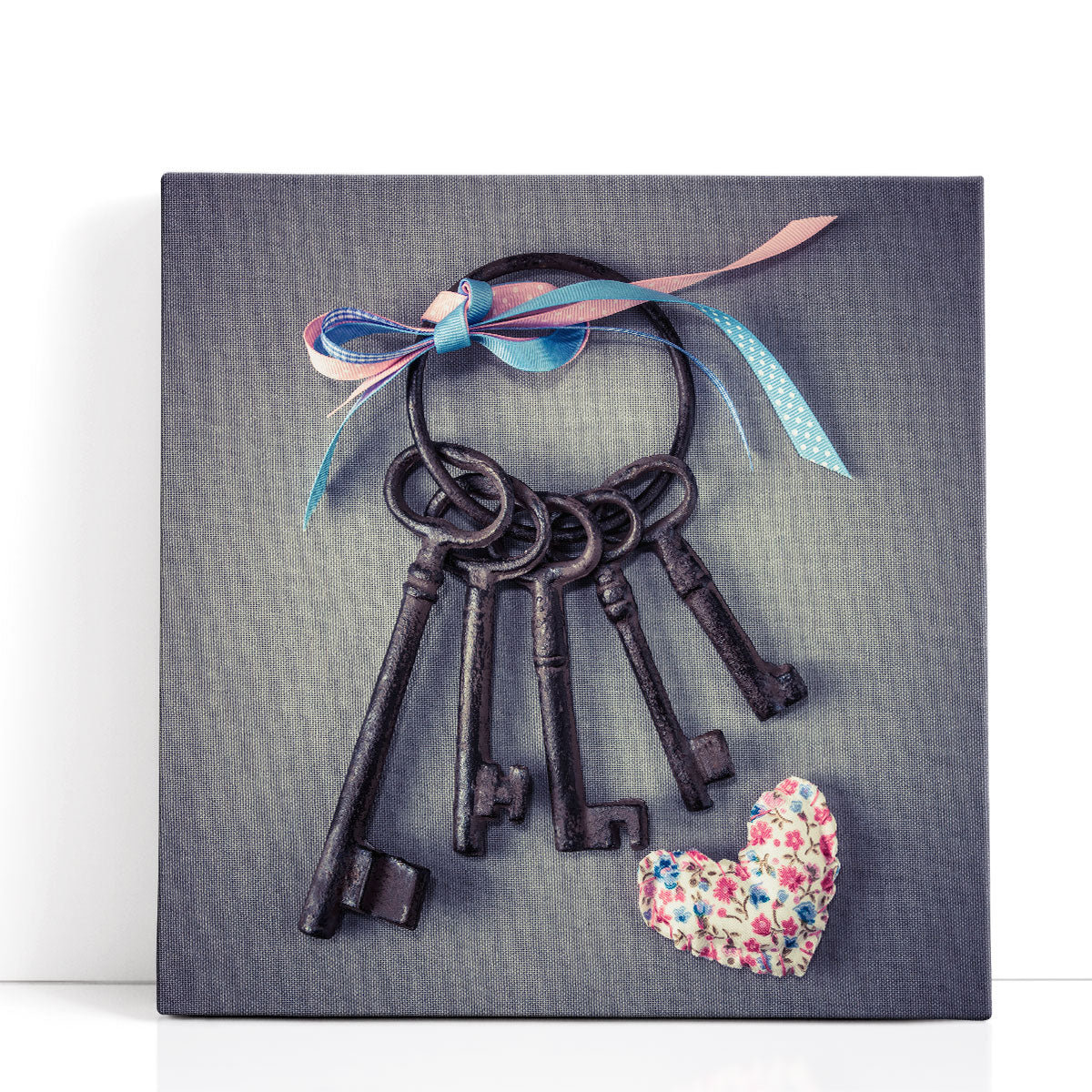 Ebern Designs Old Keys with Ribbons and a Heart - Canvas Print Wall Art ...
