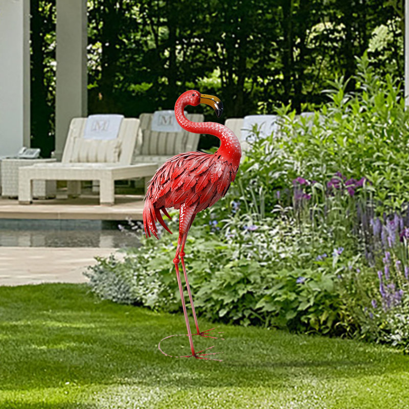 Bay Isle Home™ Wigan Flamingo Animals Weather Resistant Metal Graden ...