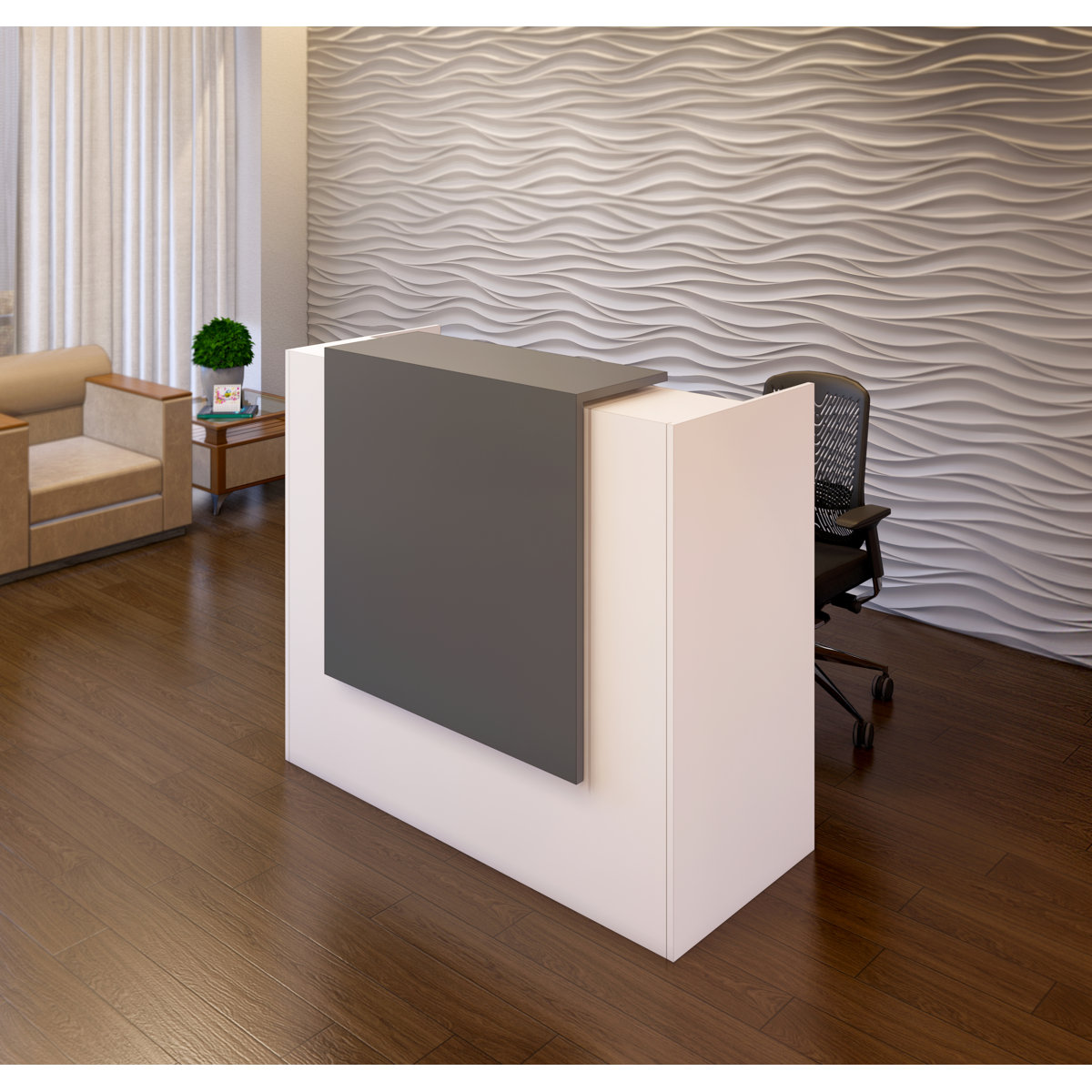 Ebern Designs ICN 53" Modern Reception Desk, Multifunctional Modern ...