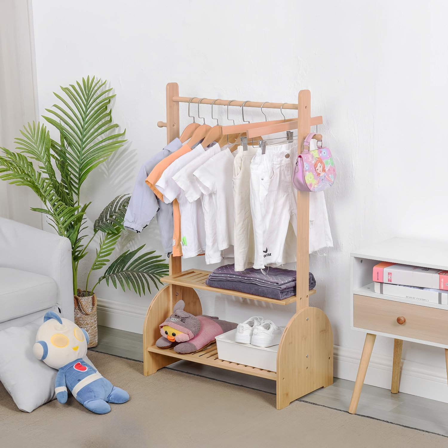 Isabelle & Max™ Adjustable Rods Kids Clothing Rack with 2 Bottom ...