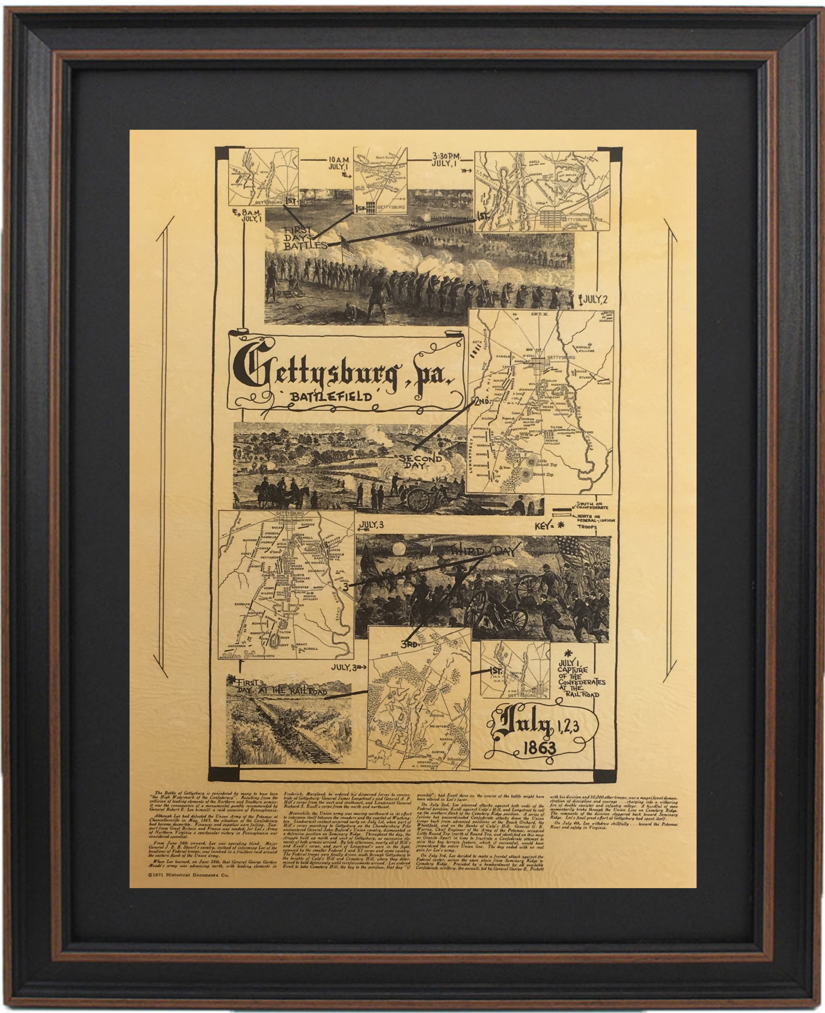 Alcott Hill® Gettysburg Battlefield Map | Framed Textual Art Print on ...
