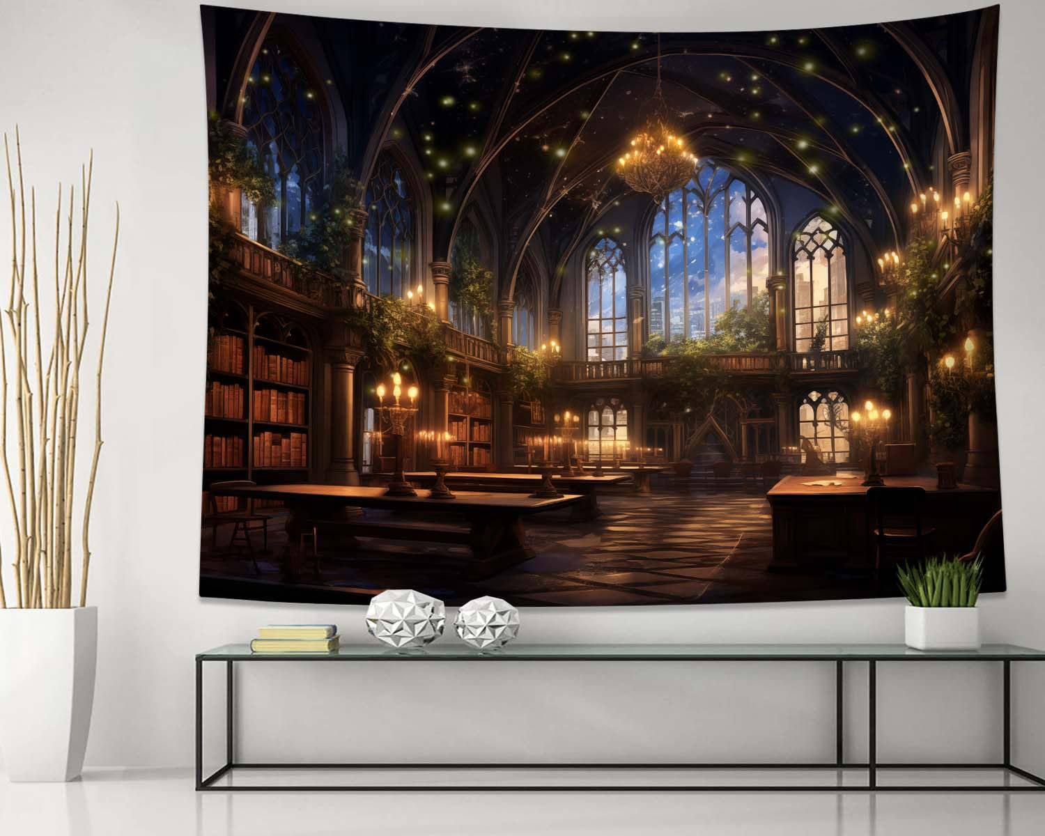 Latitude Run® Library Tapestry Fairy Tale Magic School Bookshelf ...