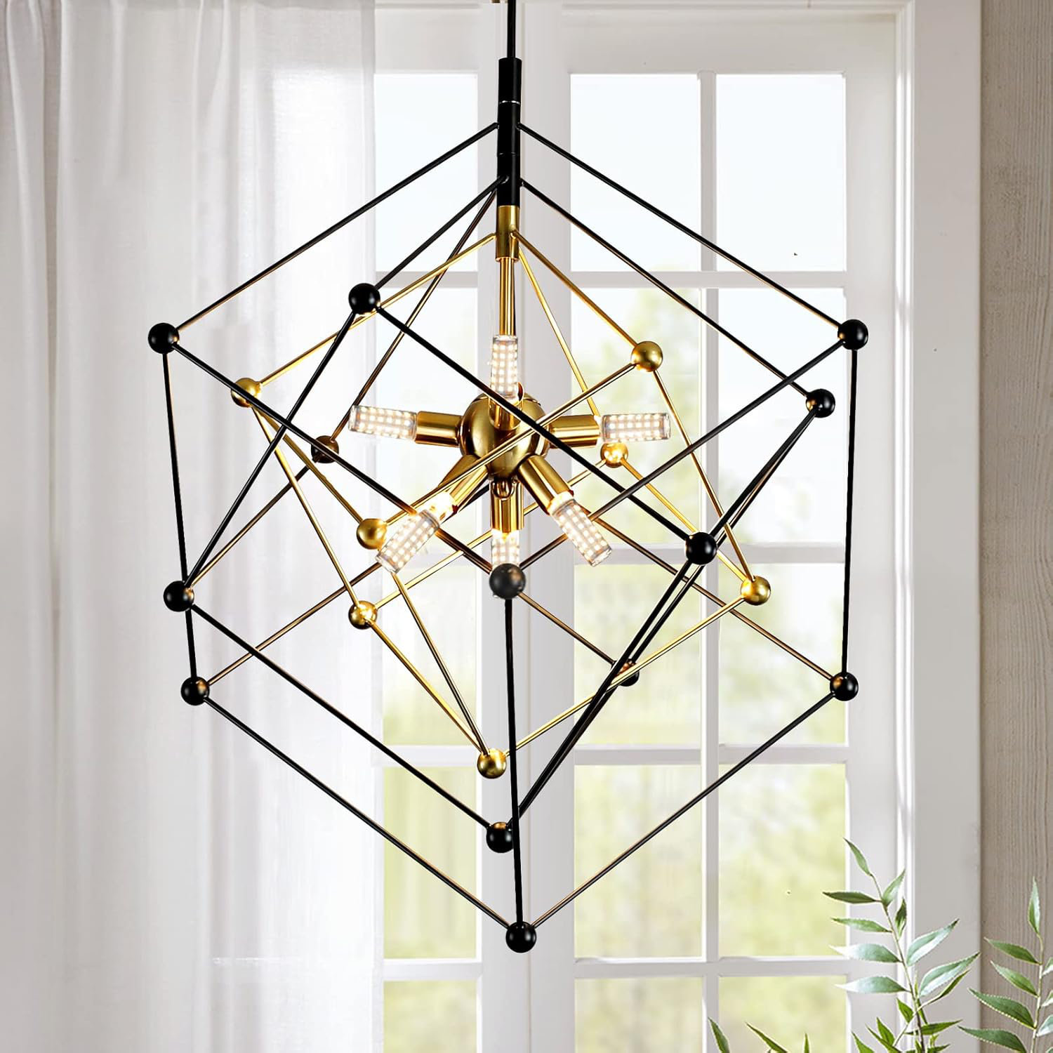 Mercer41 Modern Geometric Chandelier Pendant Light Fixture With ...