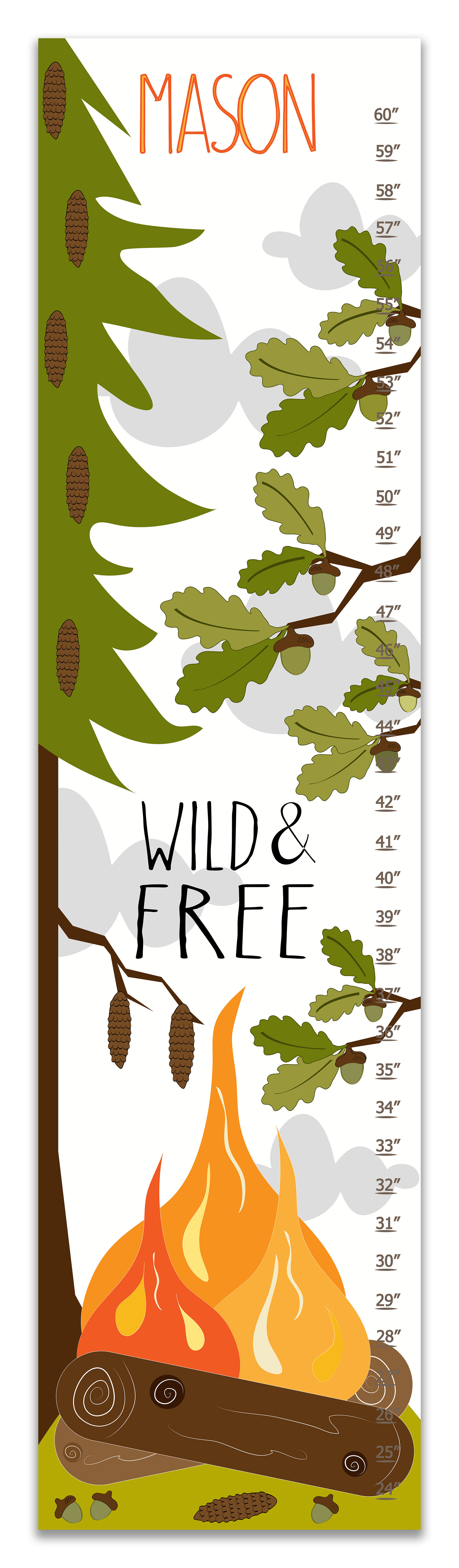 Harriet Bee Thurston Campfire Wild and Free Personalized Growth Chart ...
