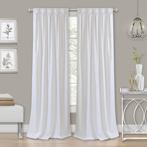 Ebern Designs Grant Back Tab Button Pleated Blackout Panel 34x84 ...