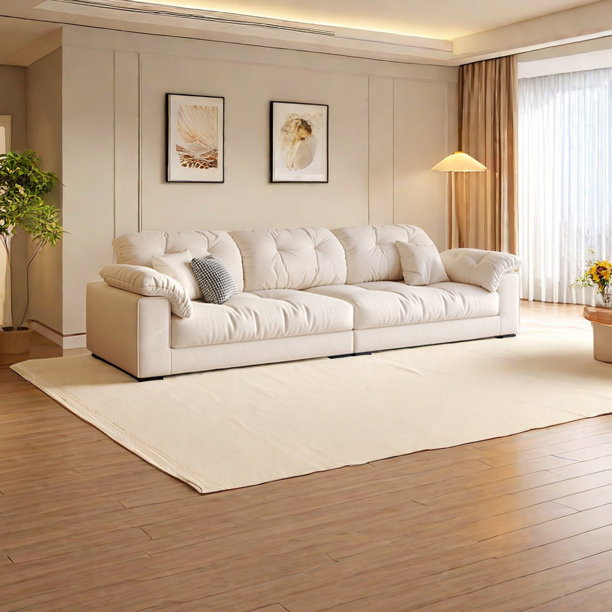 Danbenla design Modern simple living room fabric straight row sofa ...