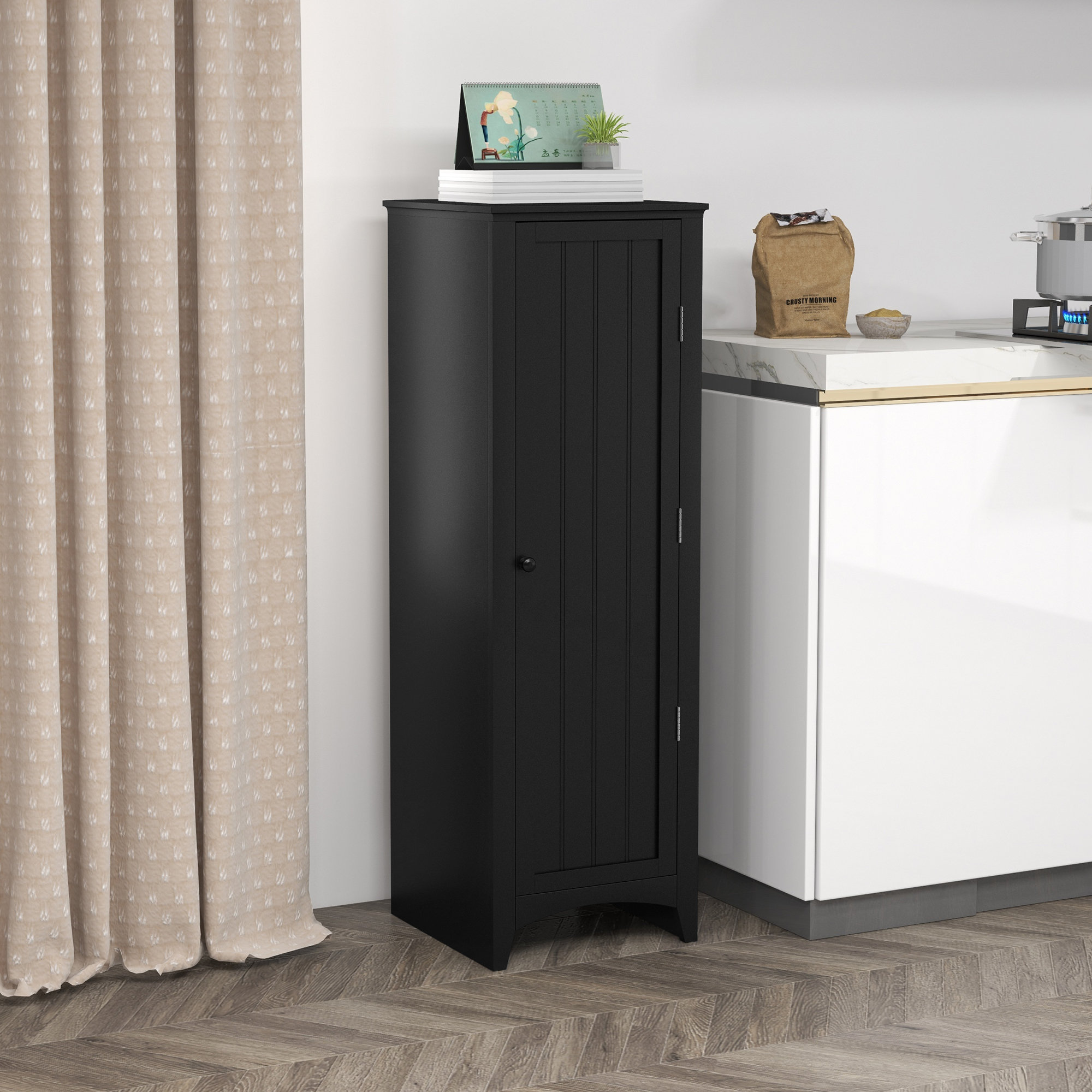 Winston Porter 4 Tier 48" Kitchen Pantry Storage Cabinet with ...