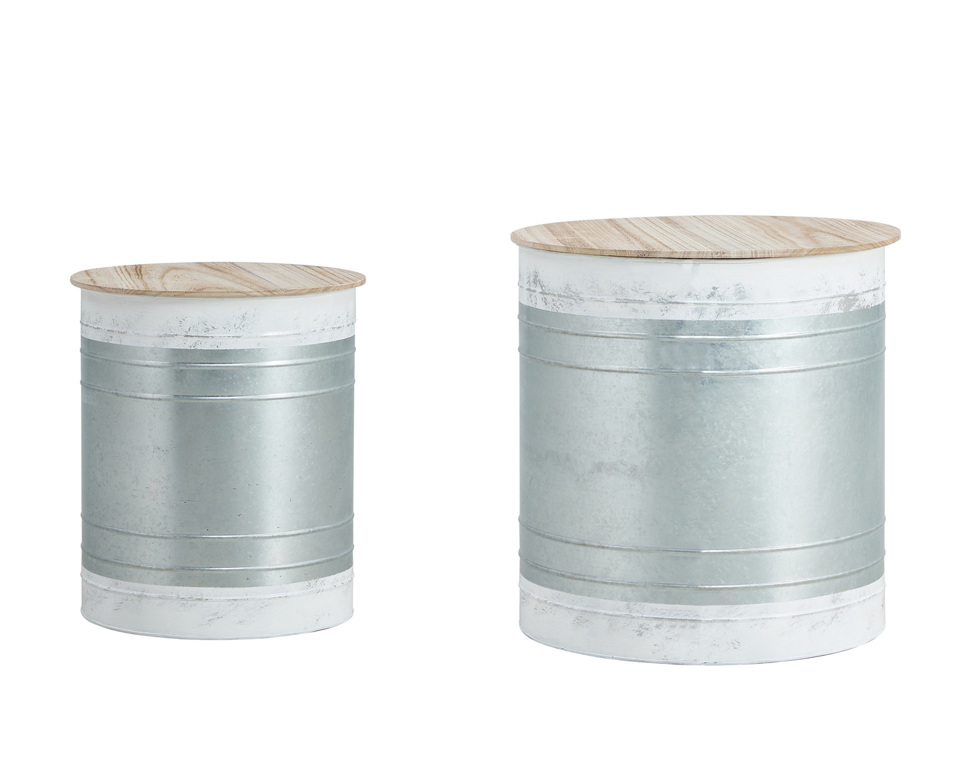 August Grove® Rustic Distressed Metal Accent Cocktail Table with wood ...