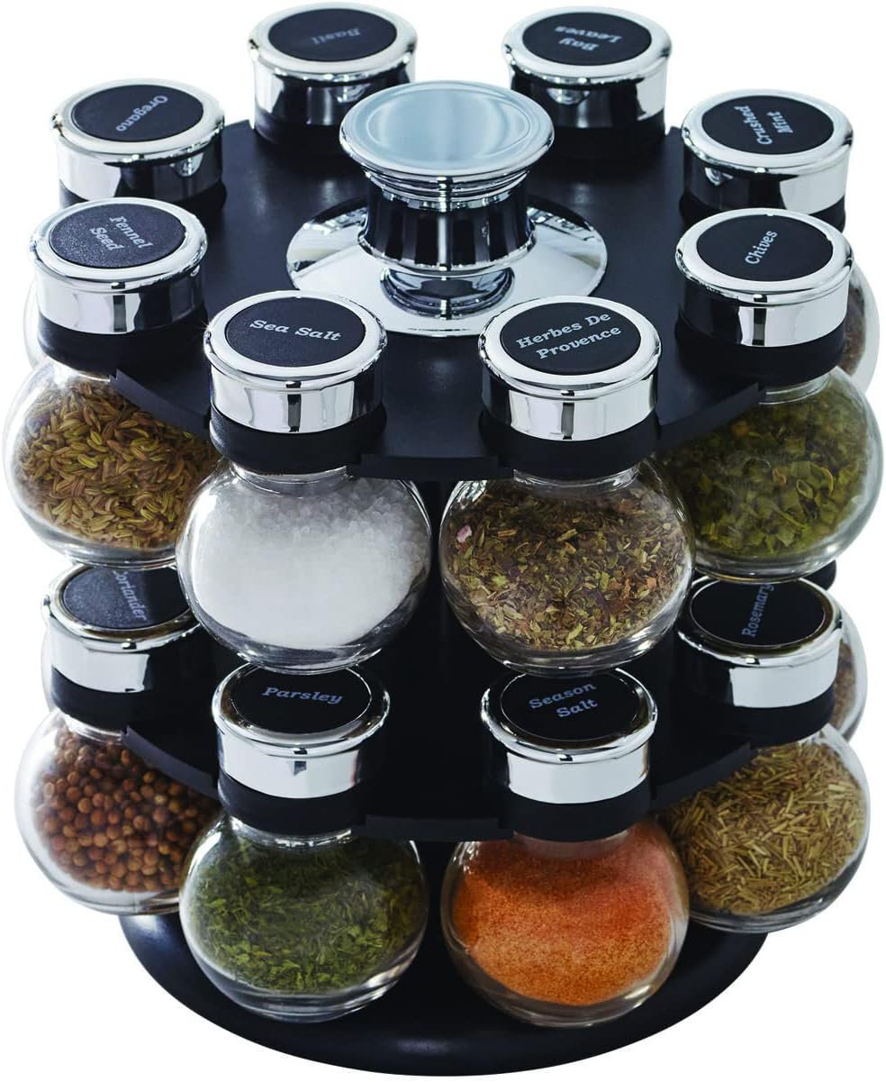 Latitude Run® 16 Jar Revolving Countertop Spice Rack with Lift & Pour ...