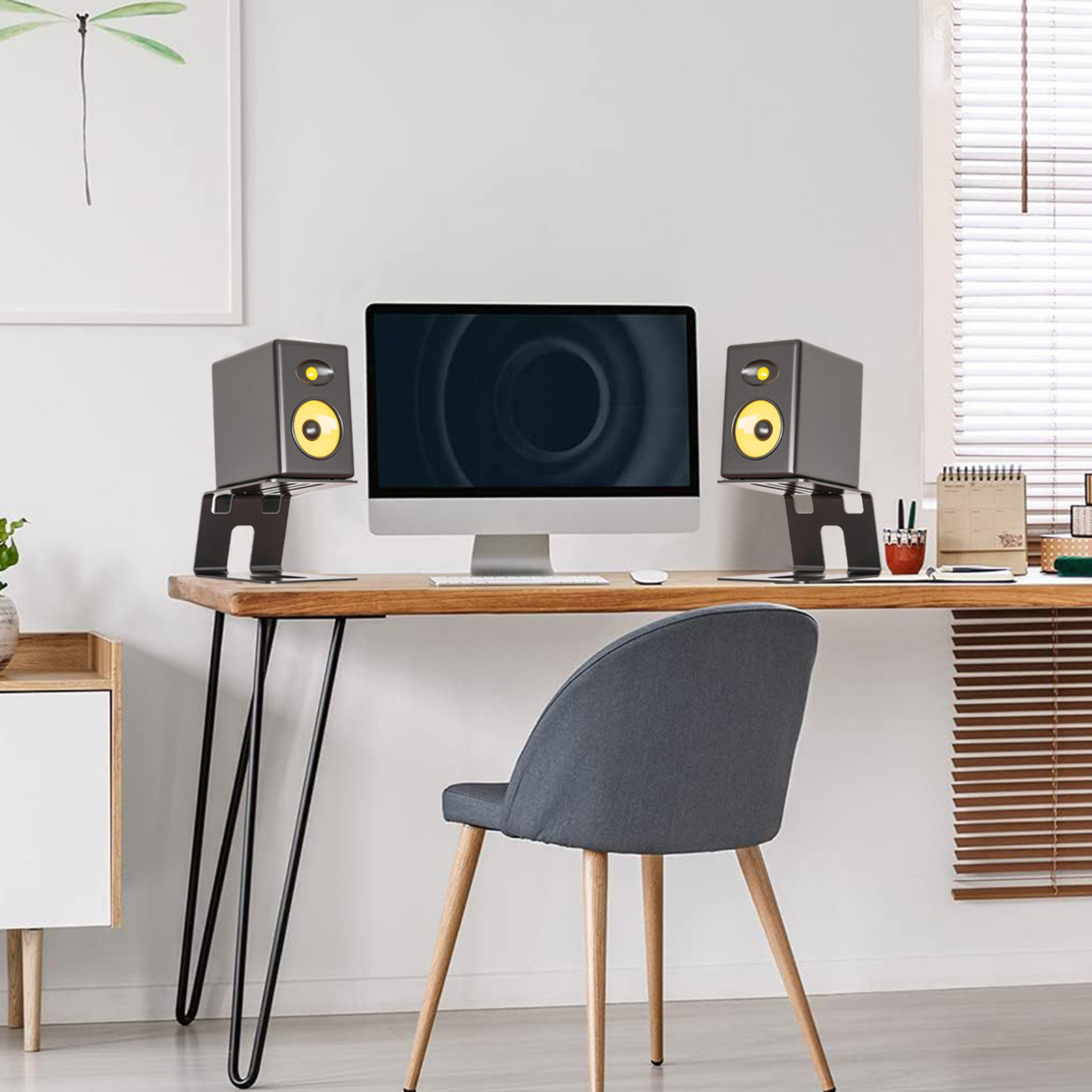 Corrigan Studio® 2Pcs Desktop Speaker Stand Storage Bracket with ...