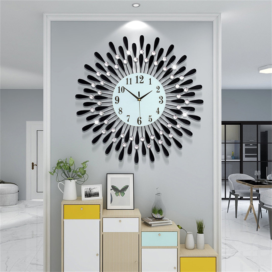 Mercer41 Wrought Iron Creative Wall Clock For Living Room Decor ...